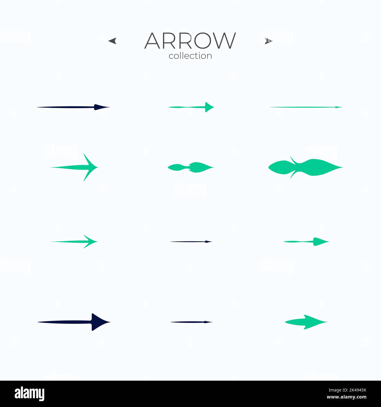 Simple set of arrow icons. Smooth arrow symbol collection. Trendy line style. To use in web and ...