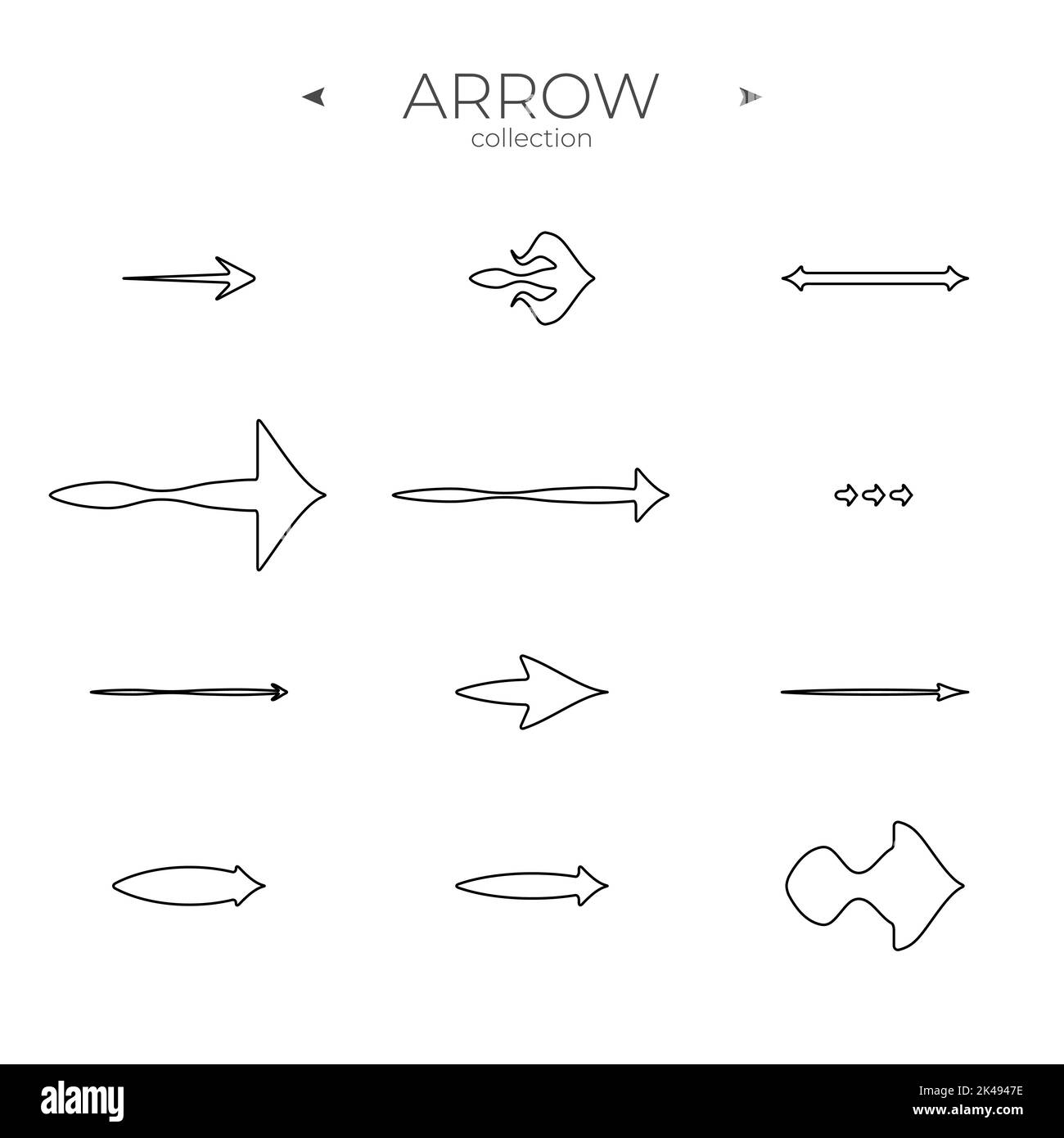 Simple set of arrow icons. Universal Arrow icon. Trendy line style ...
