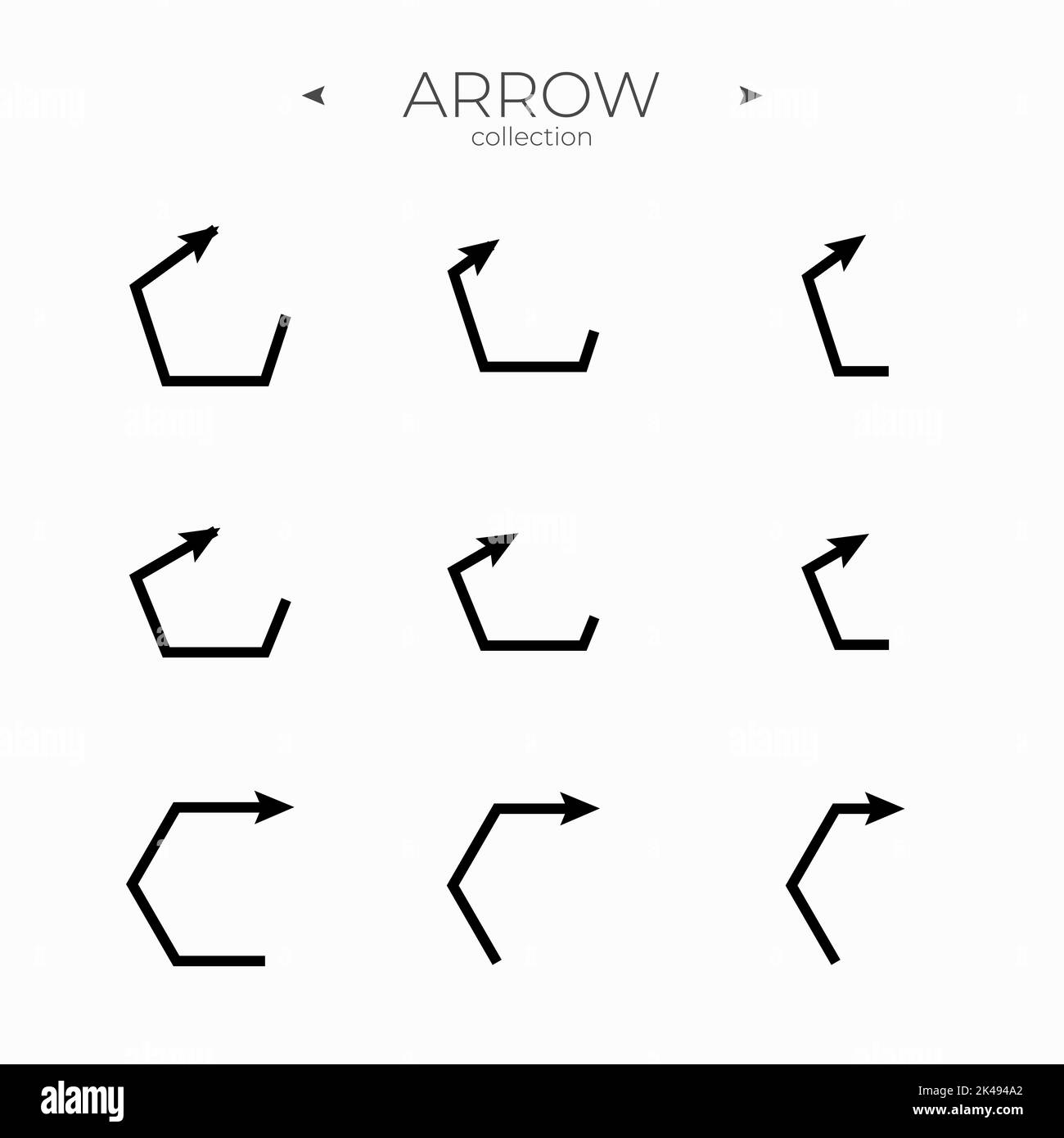 Premium set of arrow line. Smooth Arrow icons set. Trendy line style ...