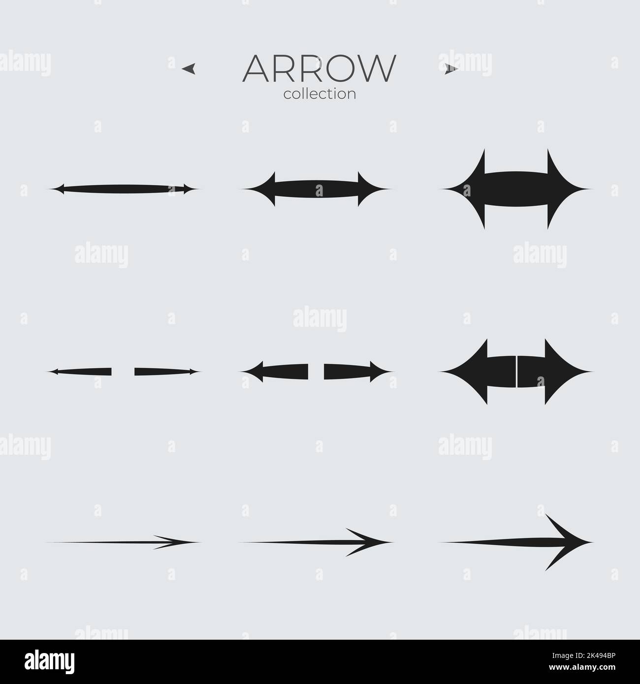 Simple set of arrow icons. Smooth arrow symbol collection. Modern vector symbols. Simple Minimal ...