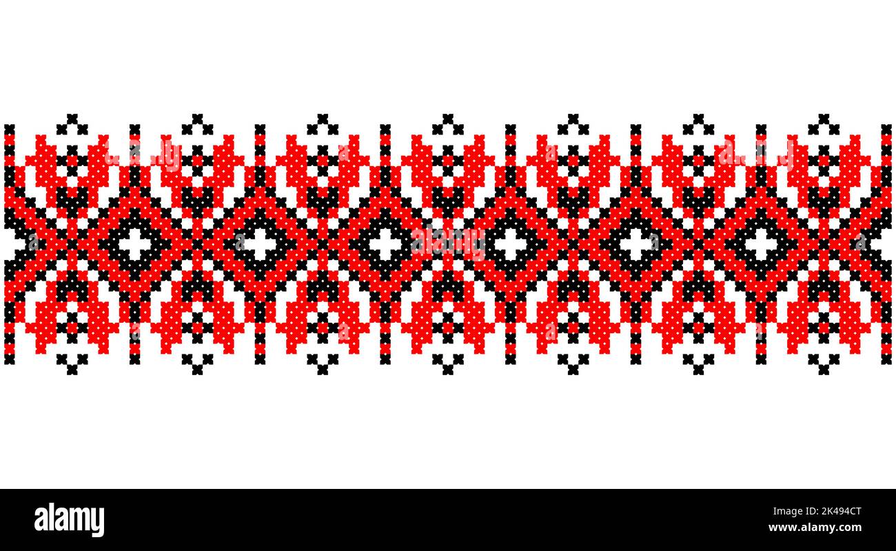 Embroidered good like old handmade cross-stitch ethnic Ukraine pattern ...
