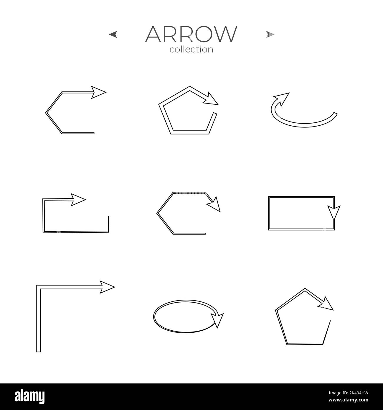 Line Arrow icon set. Line icons collection. Arrow basic UI elements. To use in web and mobile UI ...