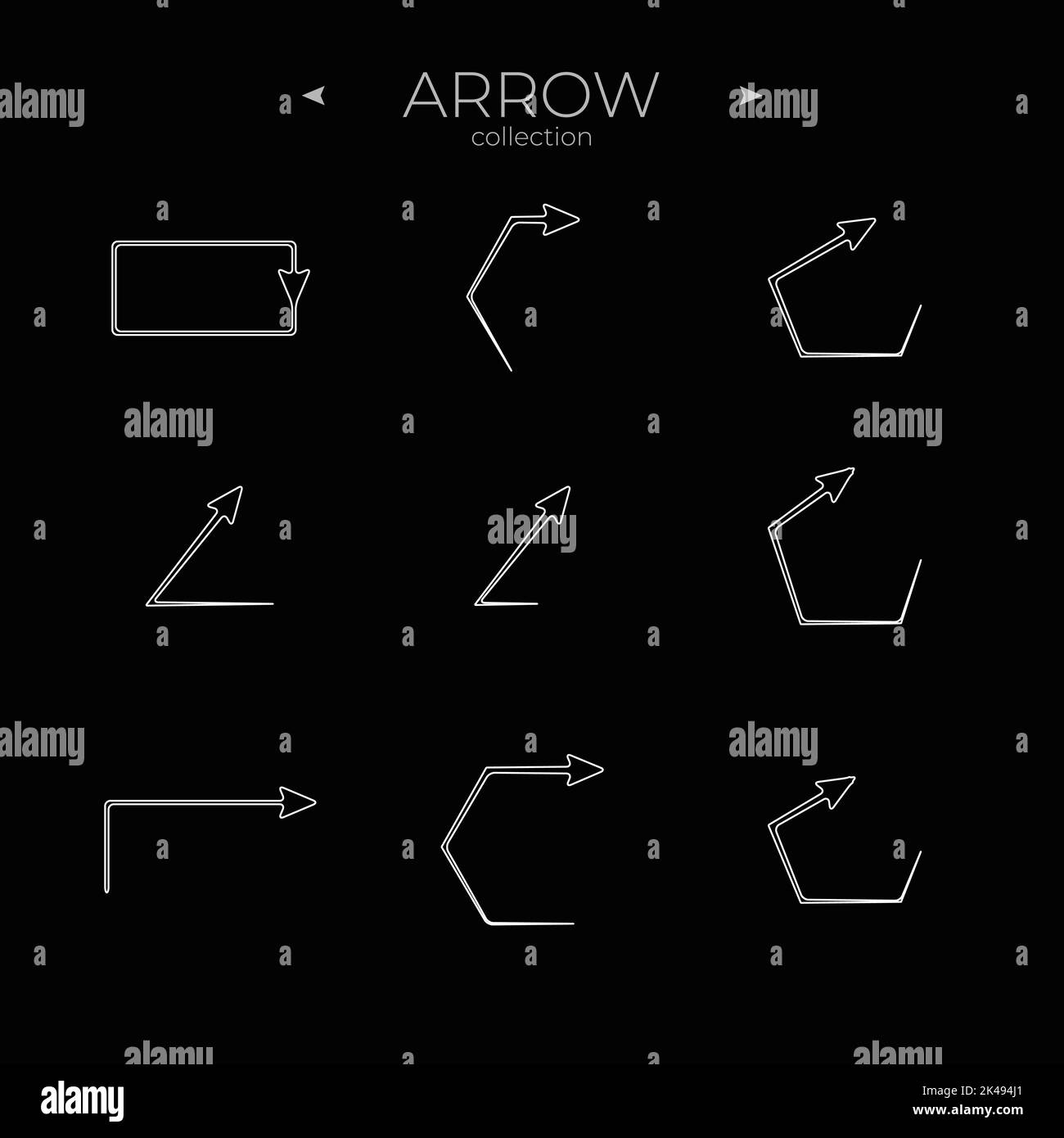 Line Arrow icon set. Linear Arrow icons set. Thin line style. For Web Graphics. Vector ...