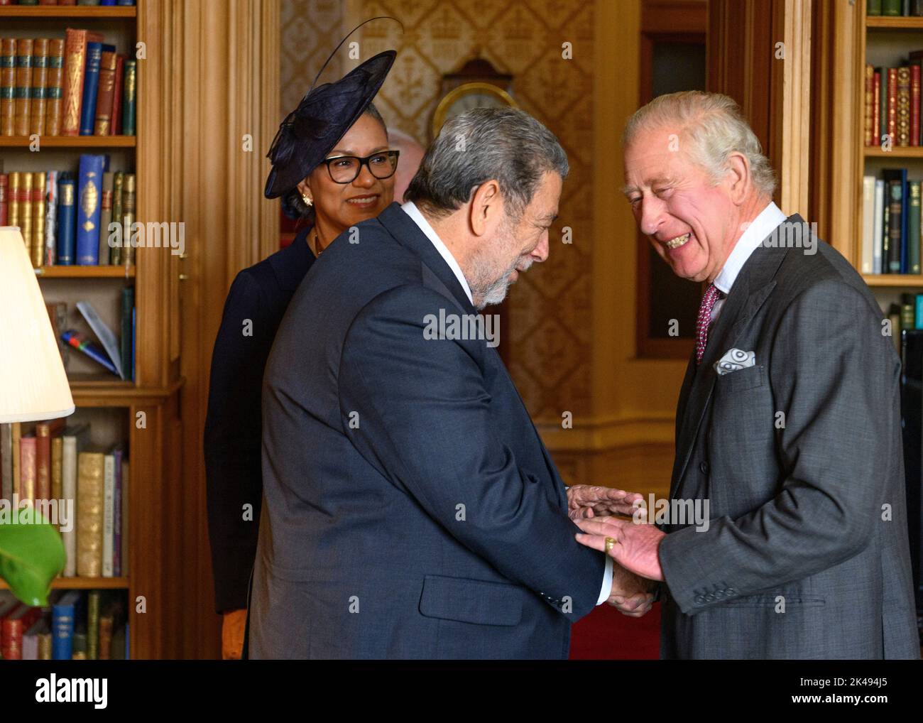 King Charles III during an audience with the Prime Minister of St ...