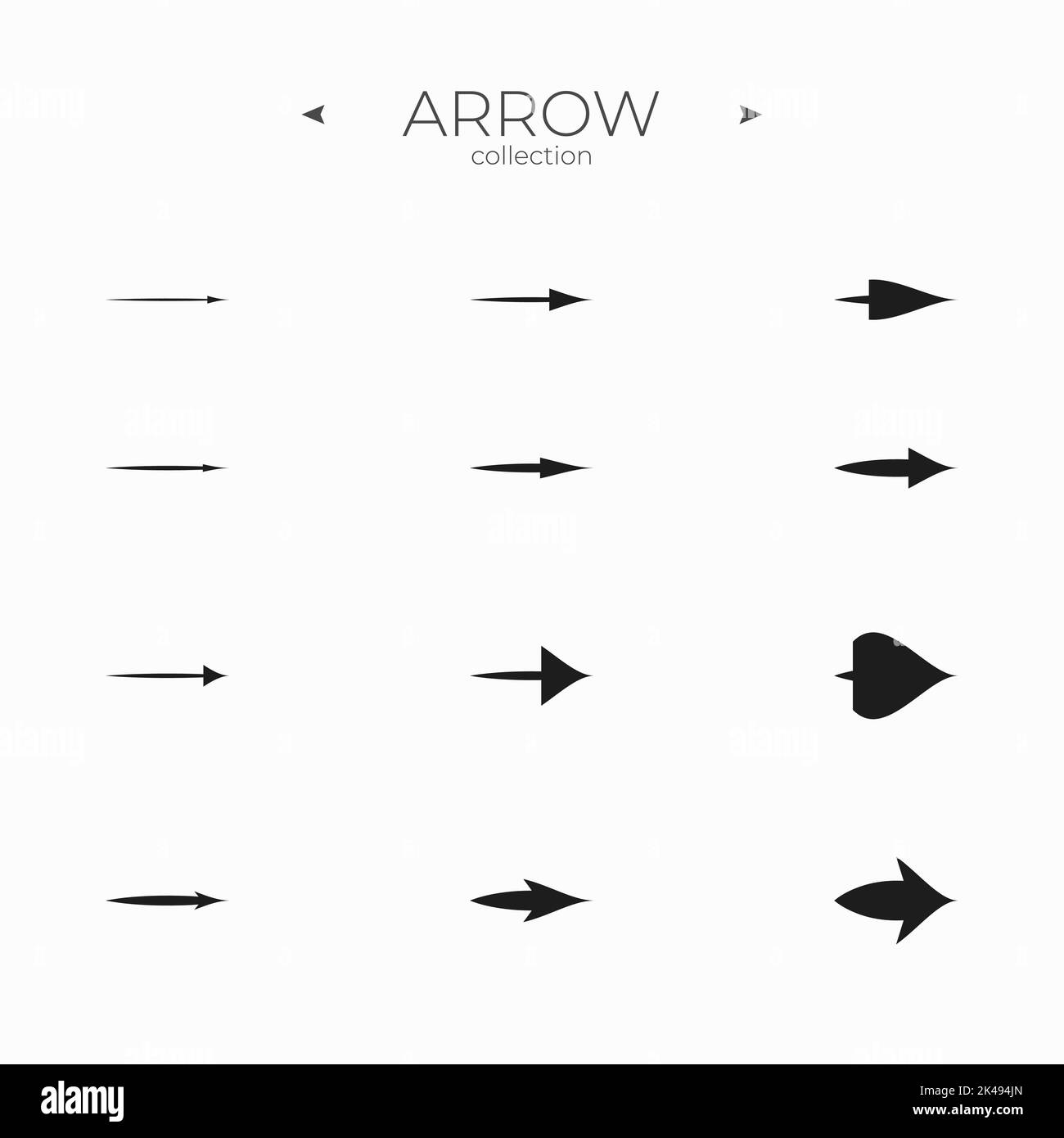 Simple set of arrow icons. Universal Arrow icon. Thin line style. For Apps. Editable vector ...