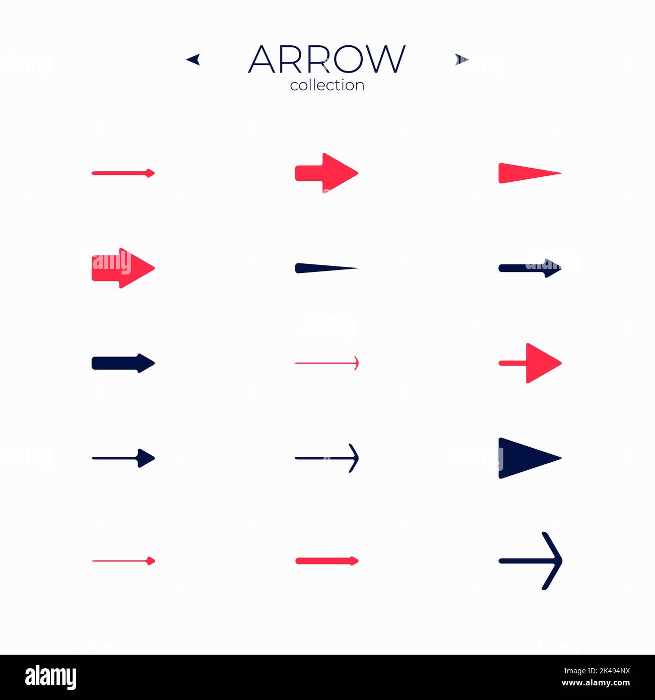 Line Arrow icon set. Line icons collection. Arrow basic UI elements. Simple Minimal Pictogram ...