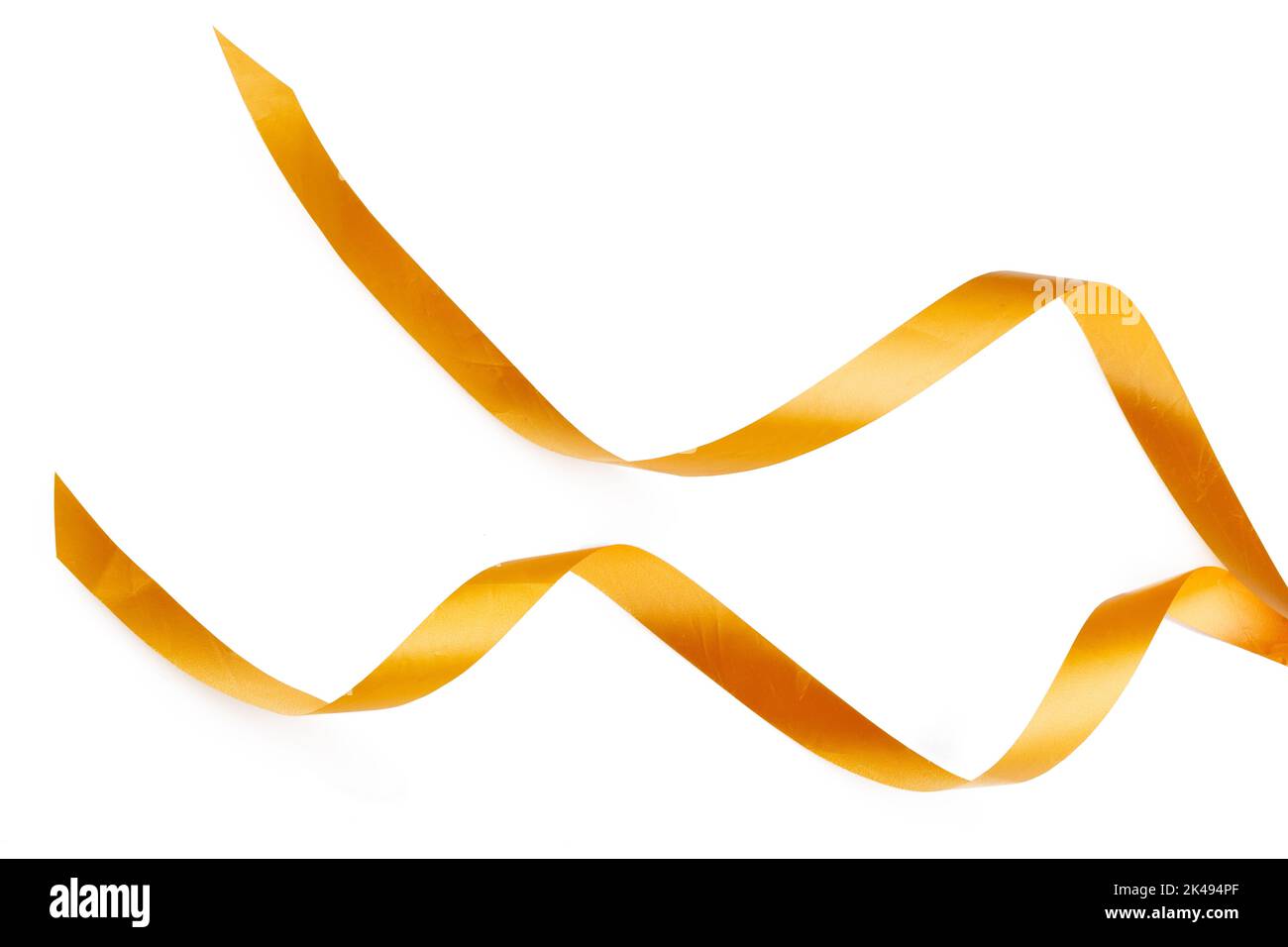 Satin golden ribbon isolated on white background Stock Photo - Alamy