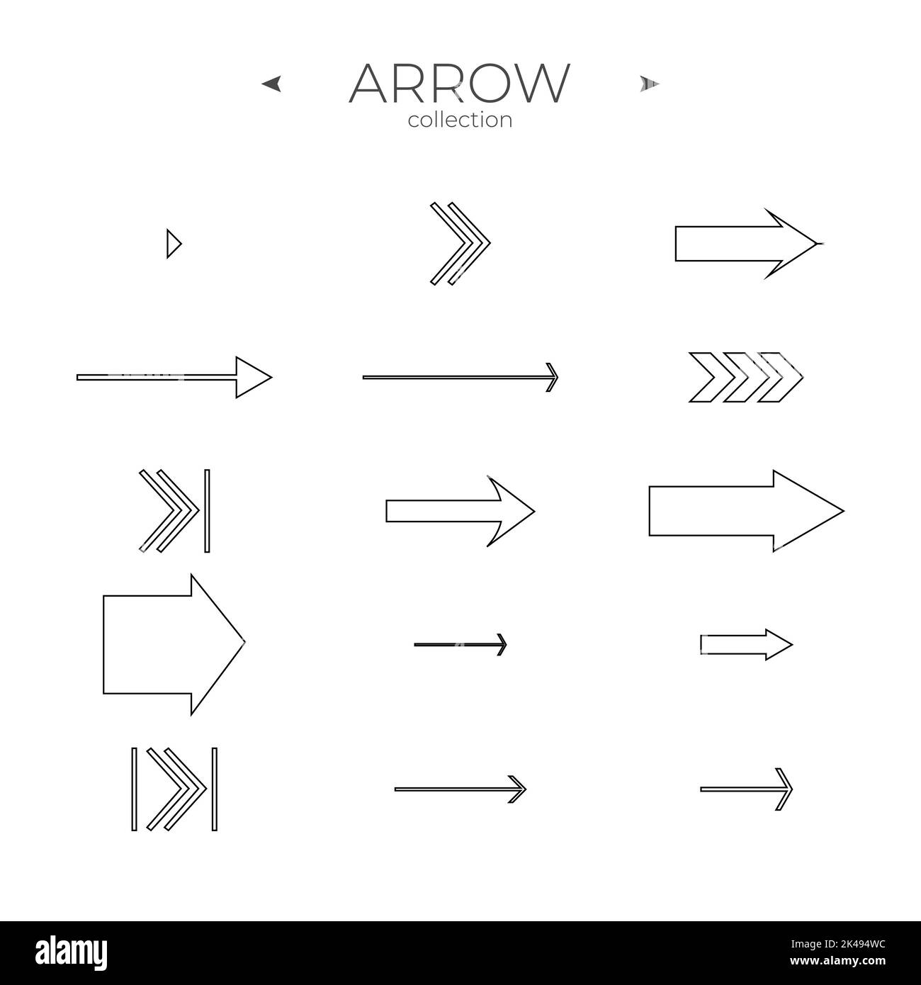 Premium set of arrow line. Outline symbol collection. Arrow basic UI elements. Simple Minimal ...