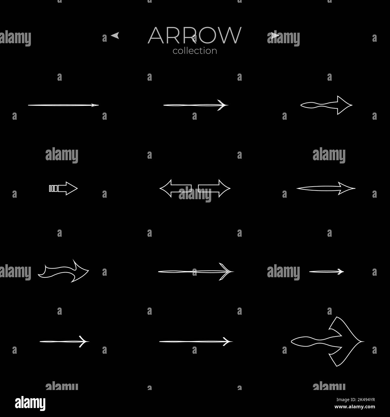Simple set of arrow icons. Line icons collection. Arrow basic UI ...