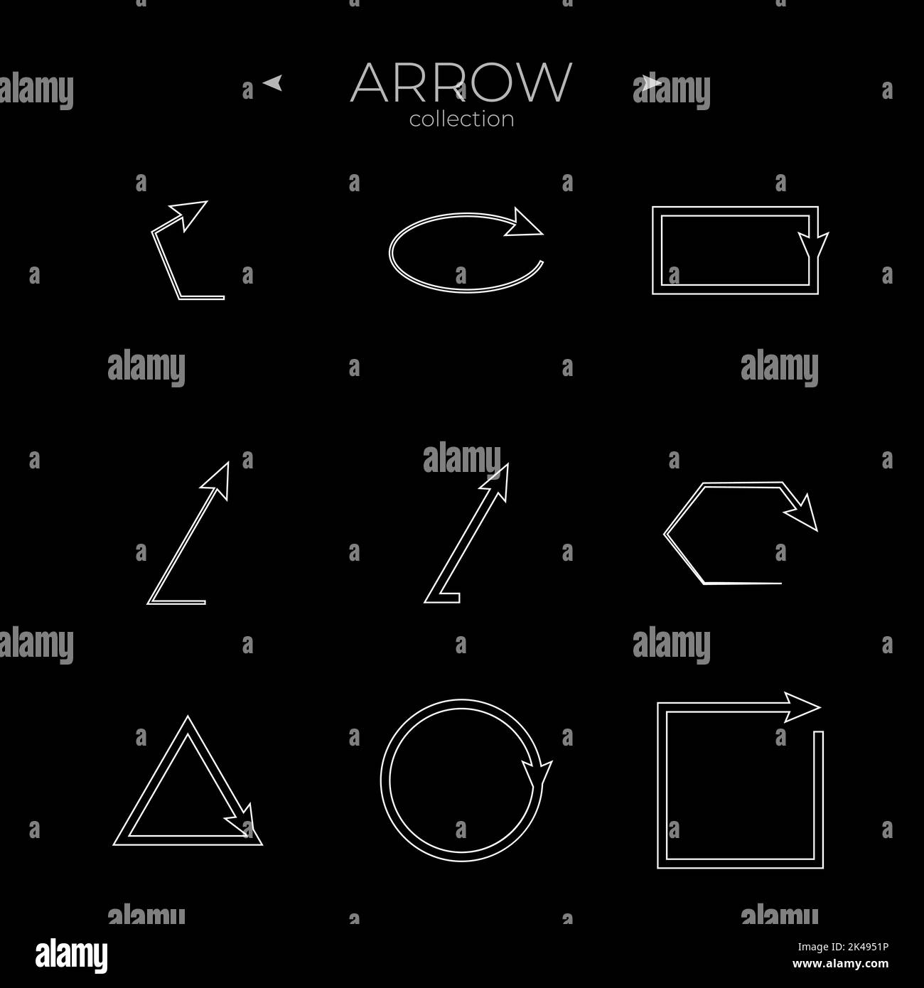 Simple set of arrow icons. Arrow vector icon set. Thin line style. To use in web and mobile UI ...