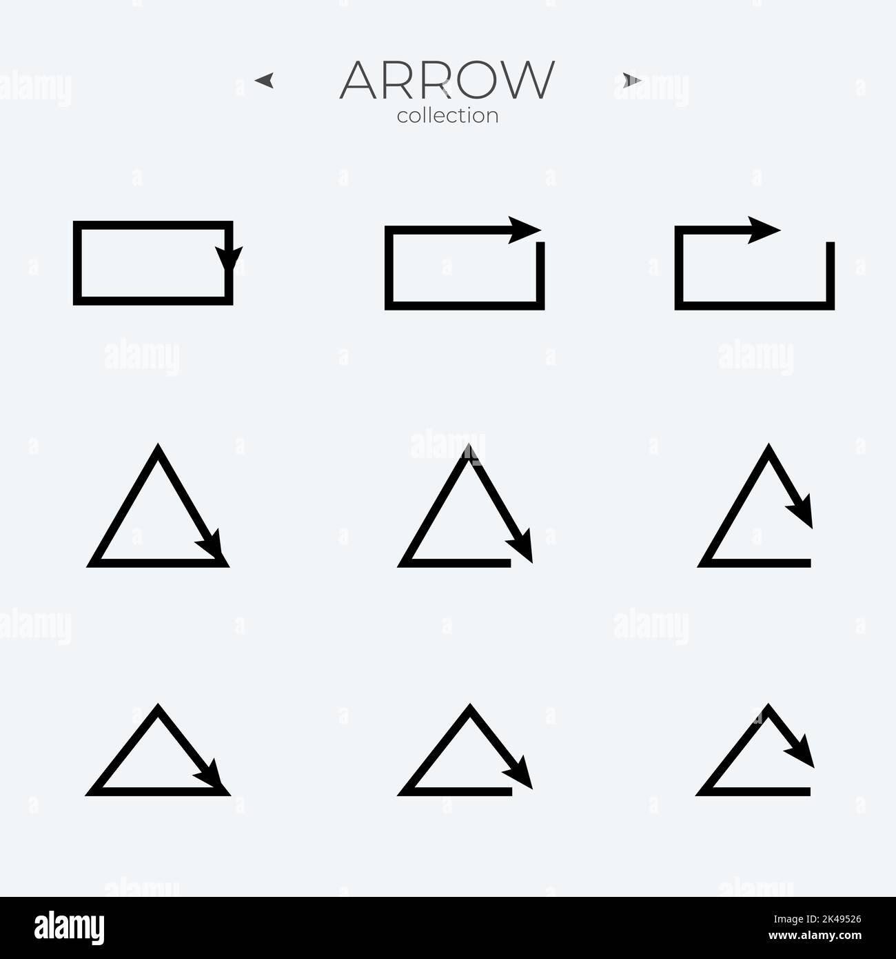 Smooth Line Icons. Smooth Arrow icons set. Arrow basic UI elements. For Apps. Vector ...