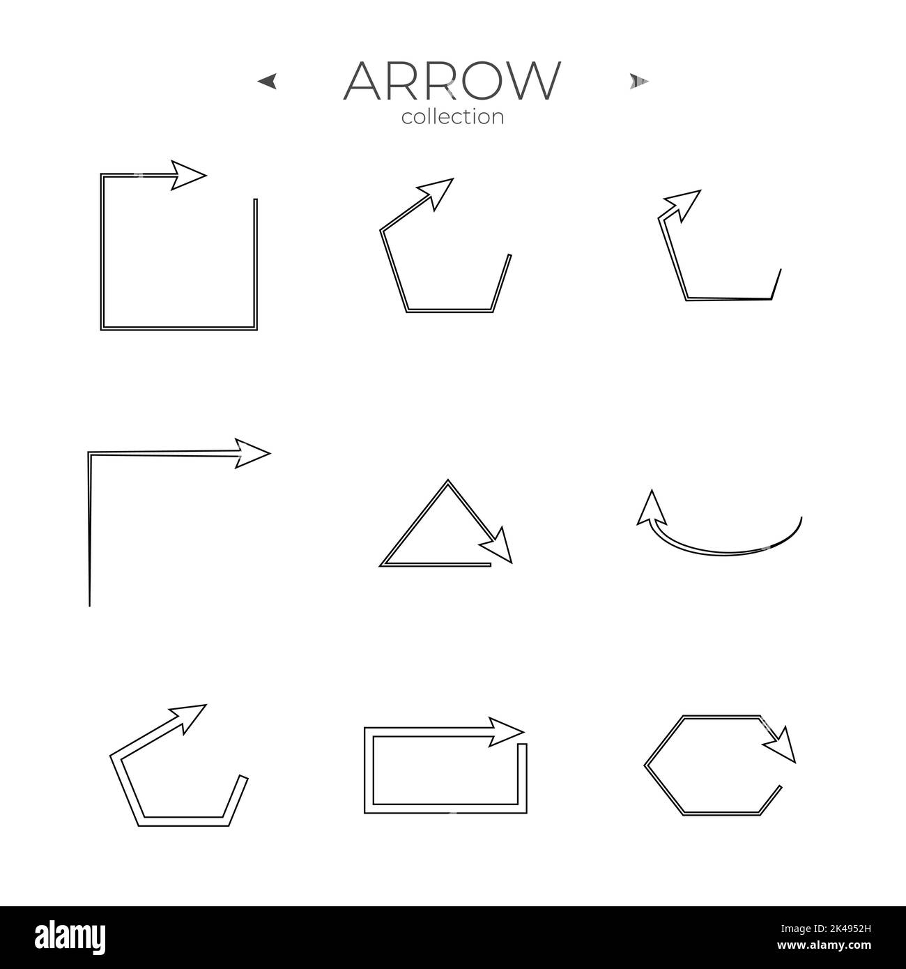 Simple set of arrow icons. Outline symbol collection. Modern vector symbols. Simple Minimal ...
