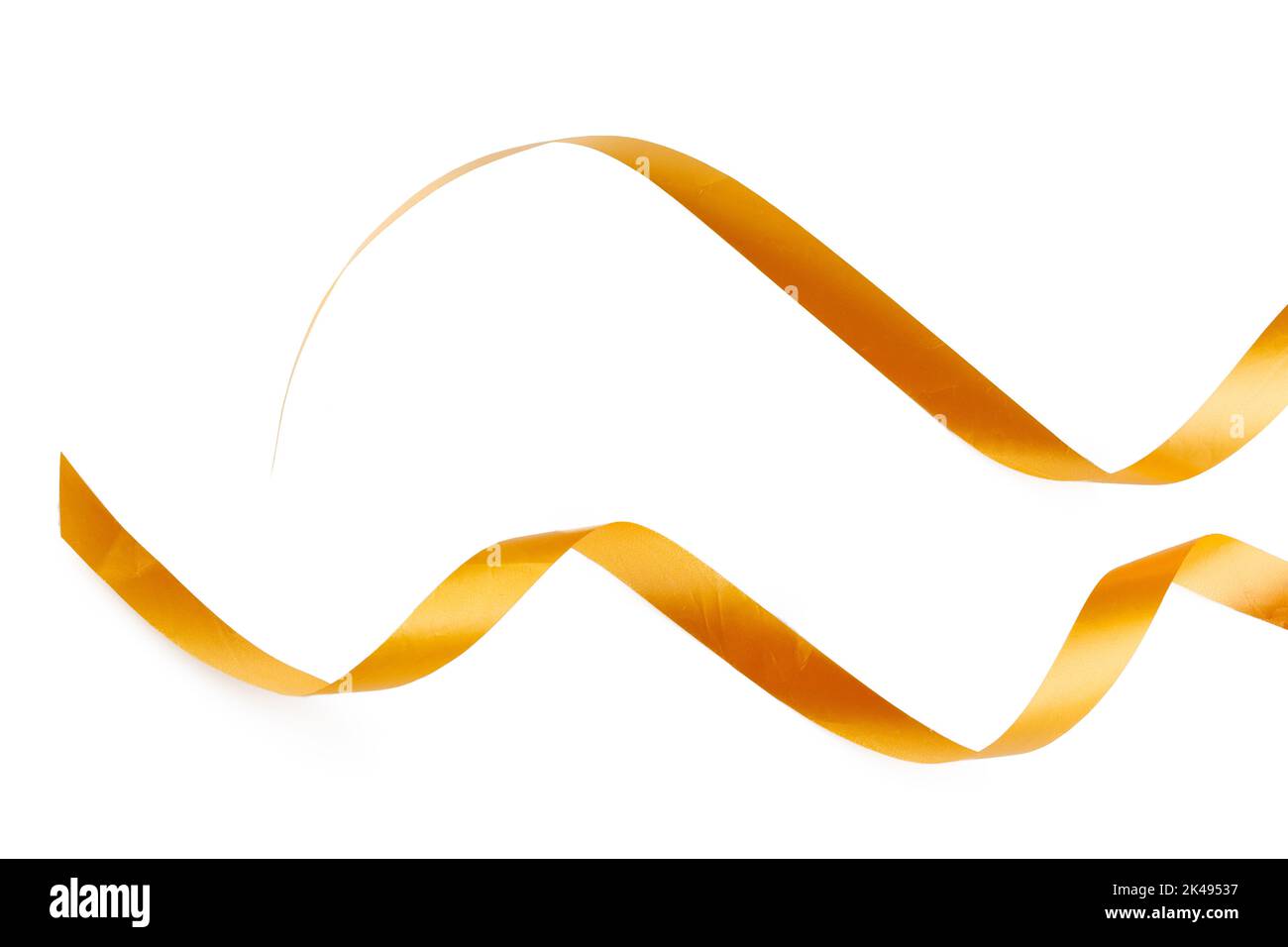 Satin golden ribbon isolated on white background Stock Photo - Alamy