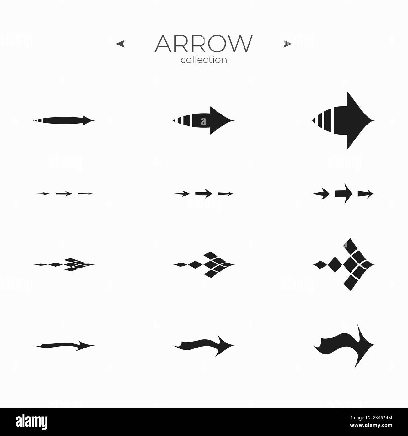 Simple set of arrow icons. Smooth Arrow icons set. Trendy line style. For Apps. Vector Stock ...