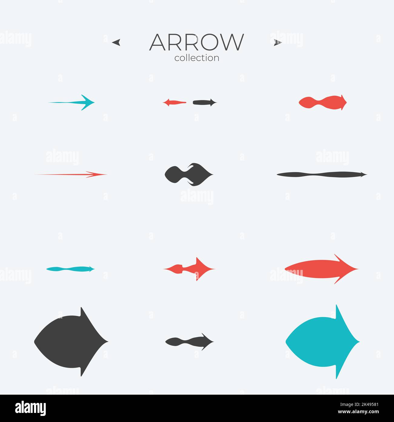 Simple set of arrow icons. Smooth Arrow icons set. Thin line style. For Apps. Editable vector ...