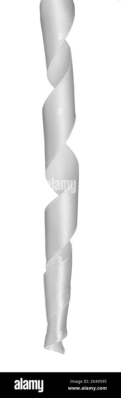 Vertical silver satin ribbon isolated on white background Stock Photo ...