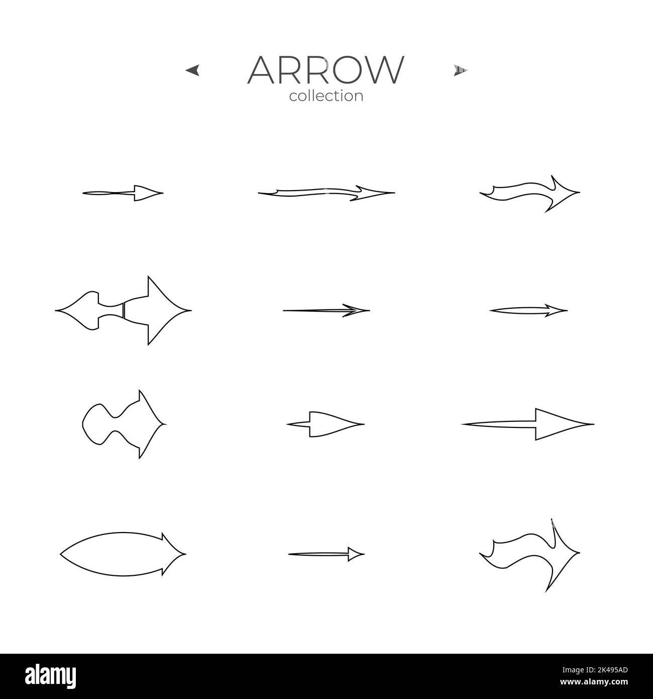 Thin Line Icons. Linear Arrow icons set. Arrow basic UI elements. To use in web and mobile UI ...