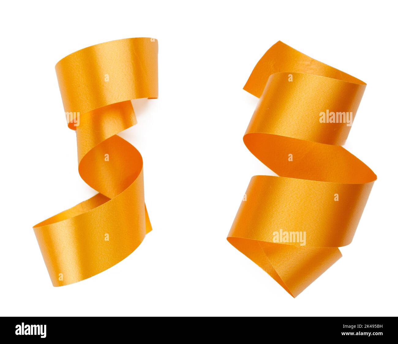 Satin golden ribbon isolated on white background Stock Photo - Alamy