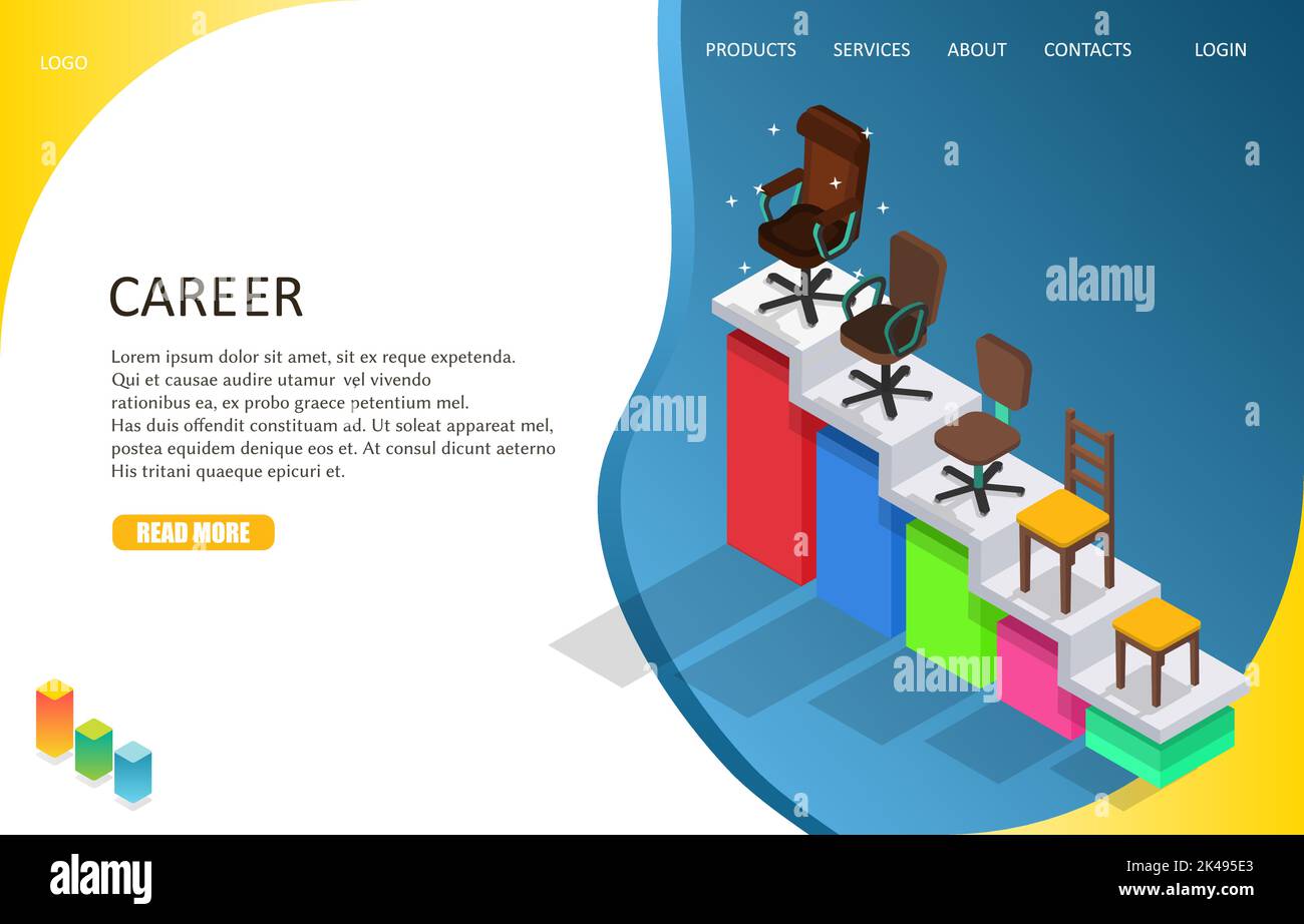 Business career landing page website template. Vector isometric ...