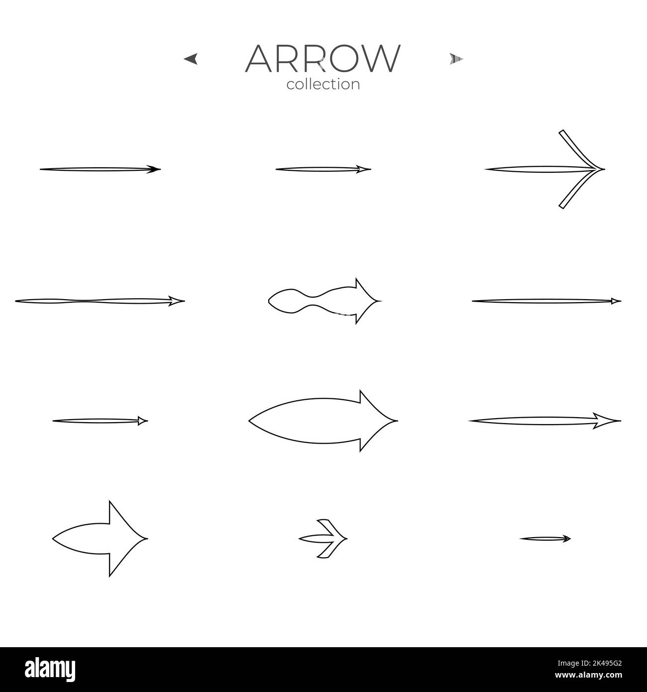Line Arrow icon set. Outline symbol collection. Trendy line style. To use in web and mobile UI ...