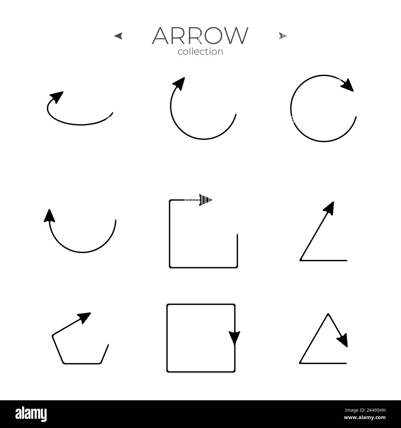 Simple set of arrow icons. Smooth Arrow icons set. Thin line style. For Web Graphics. Vector ...