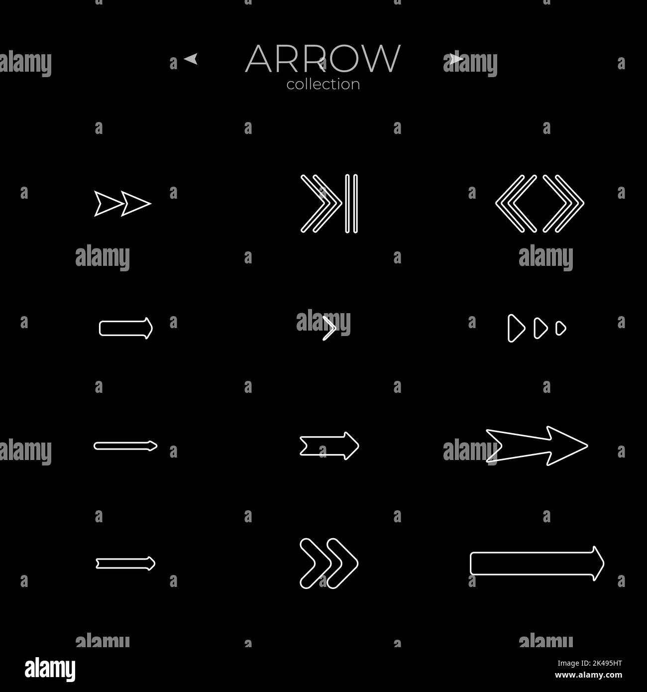 Line Arrow Icon Set Arrow Vector Icon Set Arrow Basic Ui Elements For Web Graphics Editable