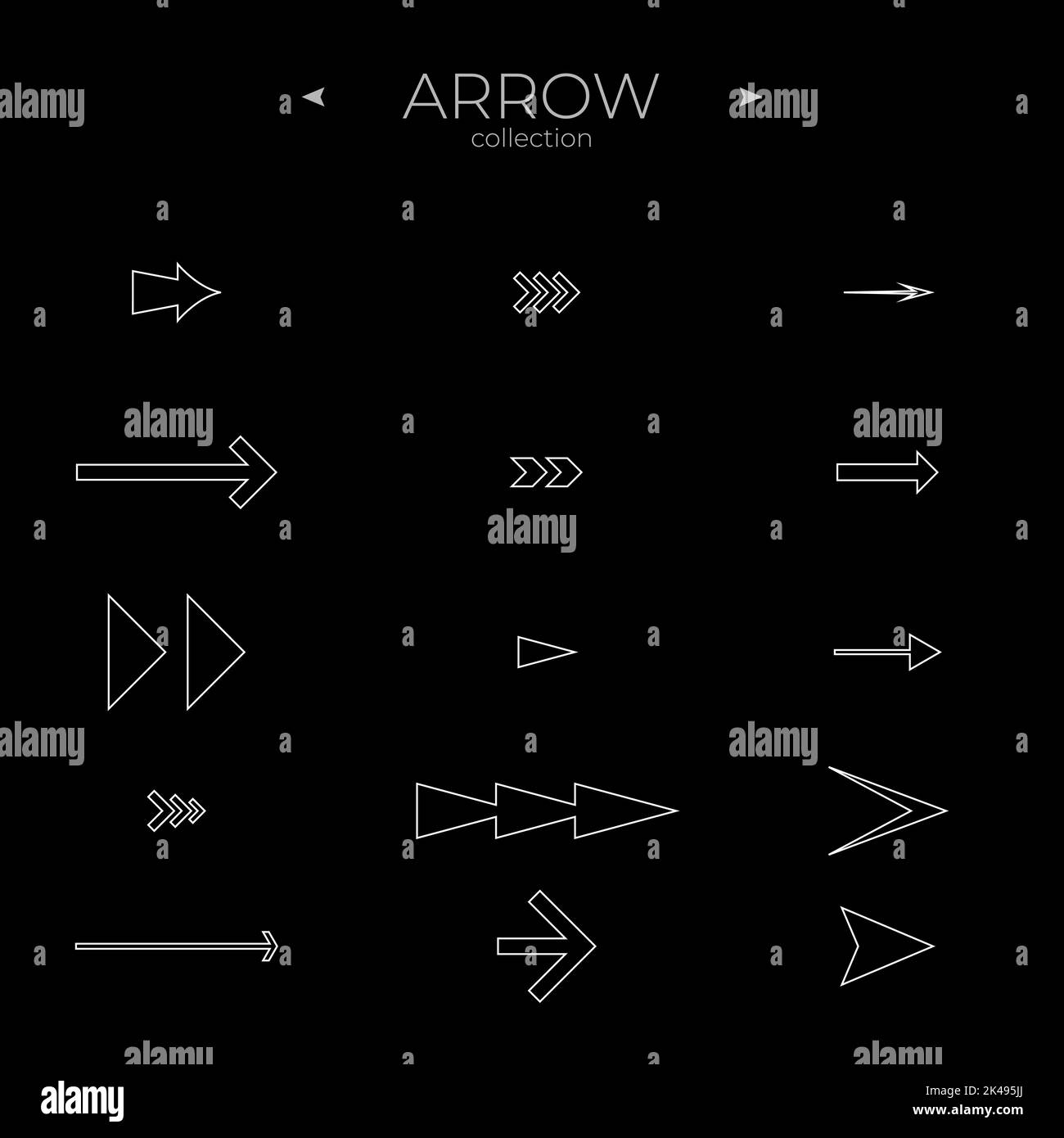 Line Arrow icon set. Linear Arrow icons set. Trendy line style. Simple Minimal Pictogram. Vector ...