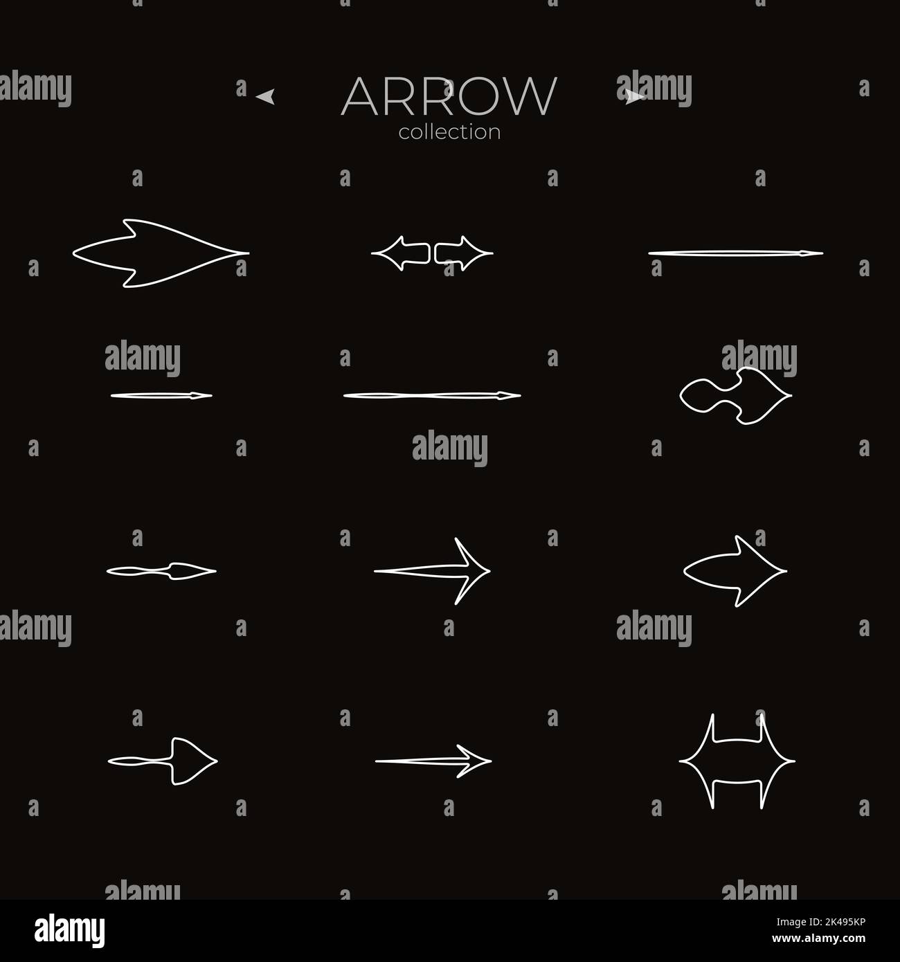 Simple set of arrow icons. Arrow vector icon set. Thin line style. Simple Minimal Pictogram ...