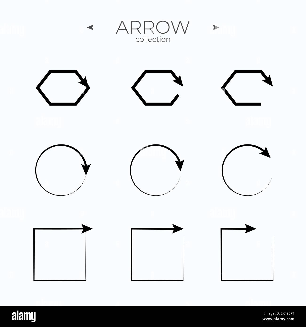 Simple set of arrow icons. Smooth arrow symbol collection. Modern vector symbols. For Apps ...