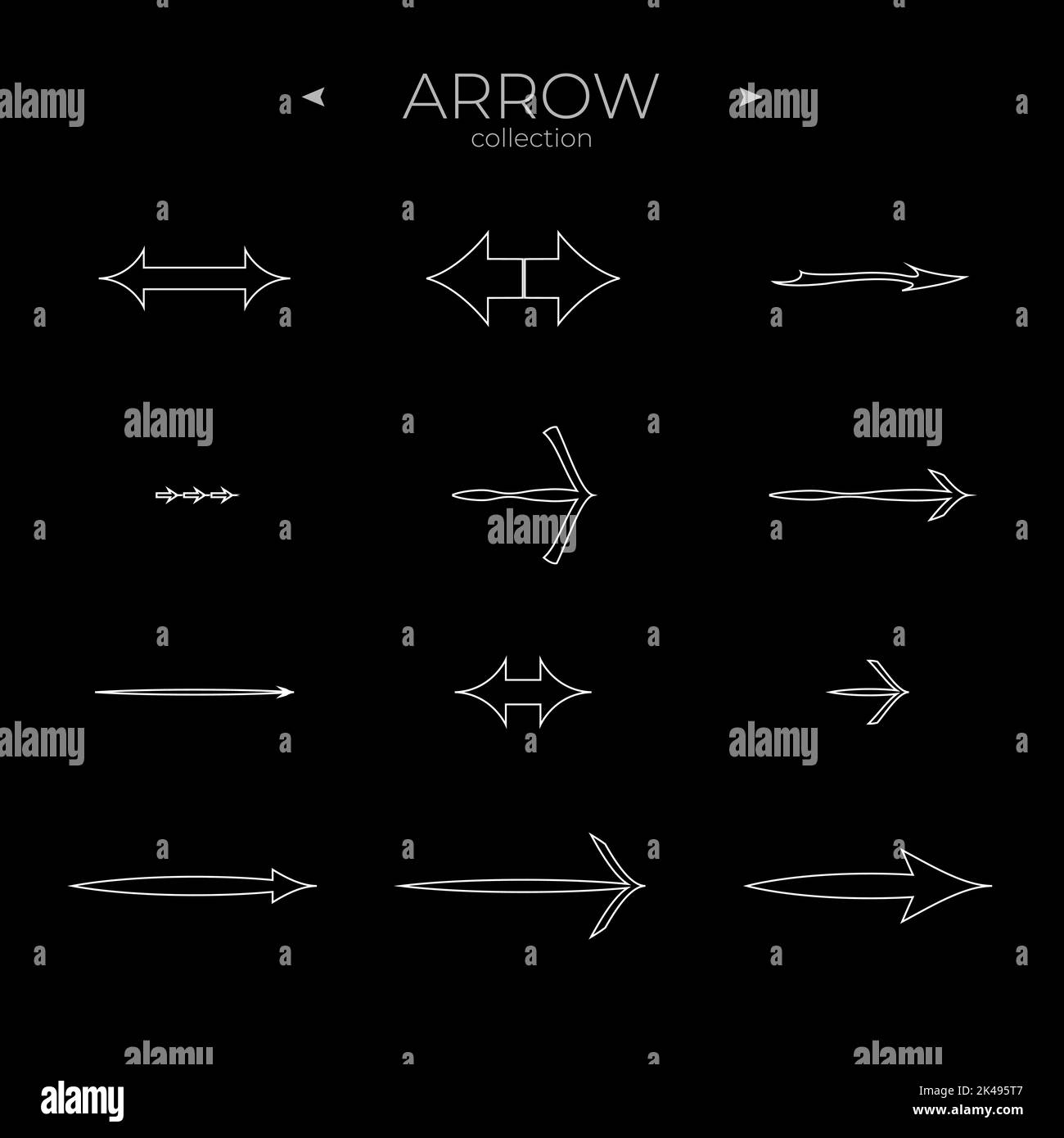 Premium set of arrow line. Universal Arrow icon. Trendy line style. For Web Graphics. Vector ...