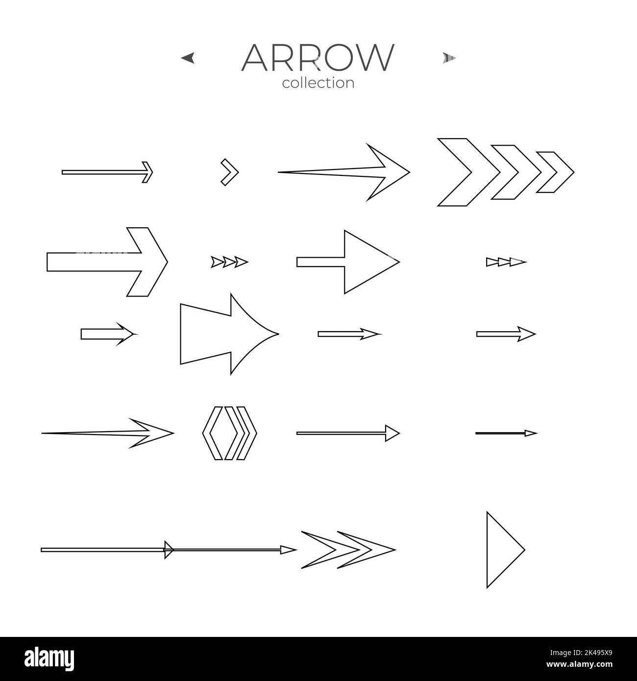 Simple set of arrow icons. Outline symbol collection. Modern vector symbols. Simple Minimal ...