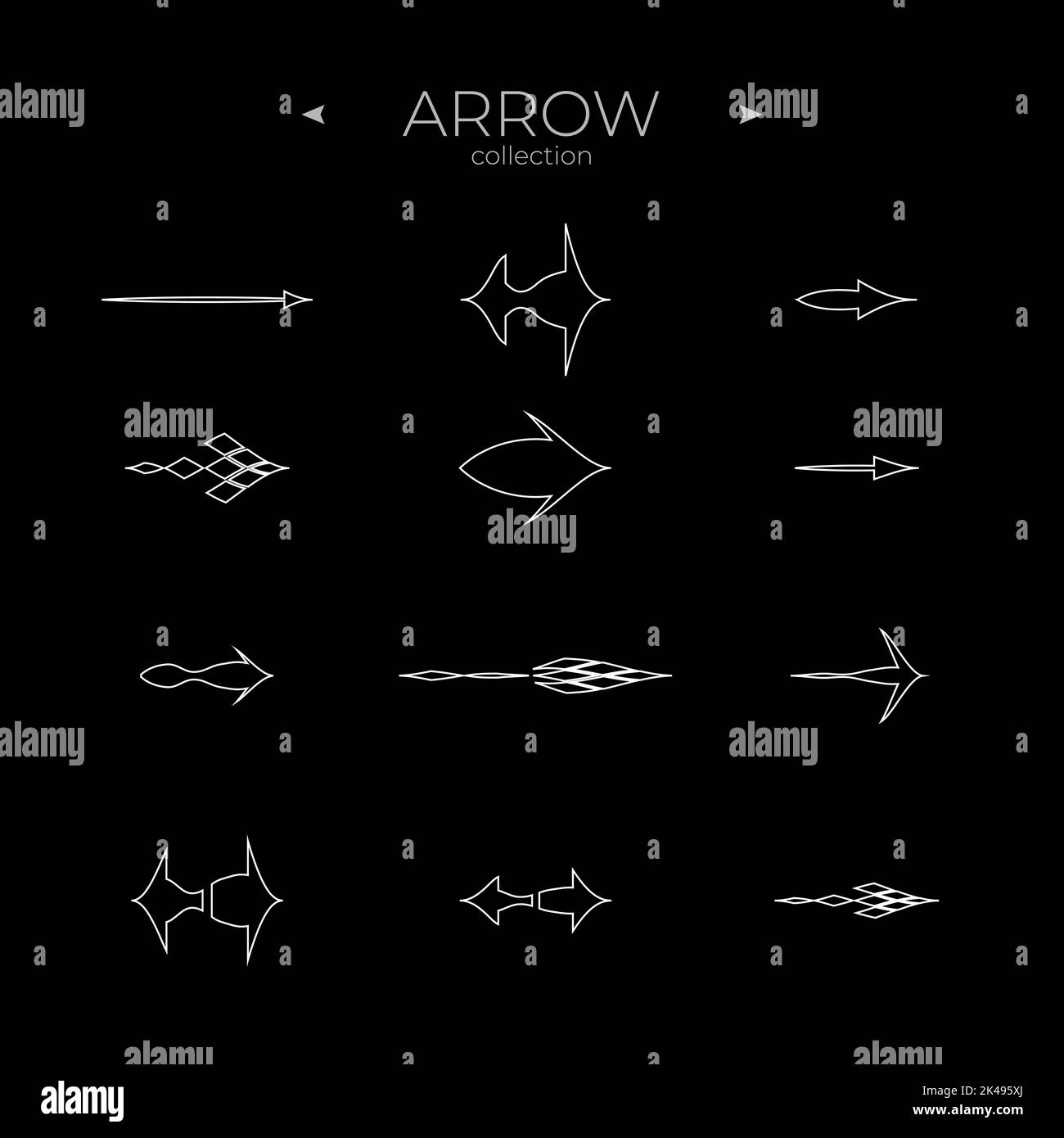 Line Arrow Icon Set Universal Arrow Icon Arrow Basic Ui Elements For Apps Vector