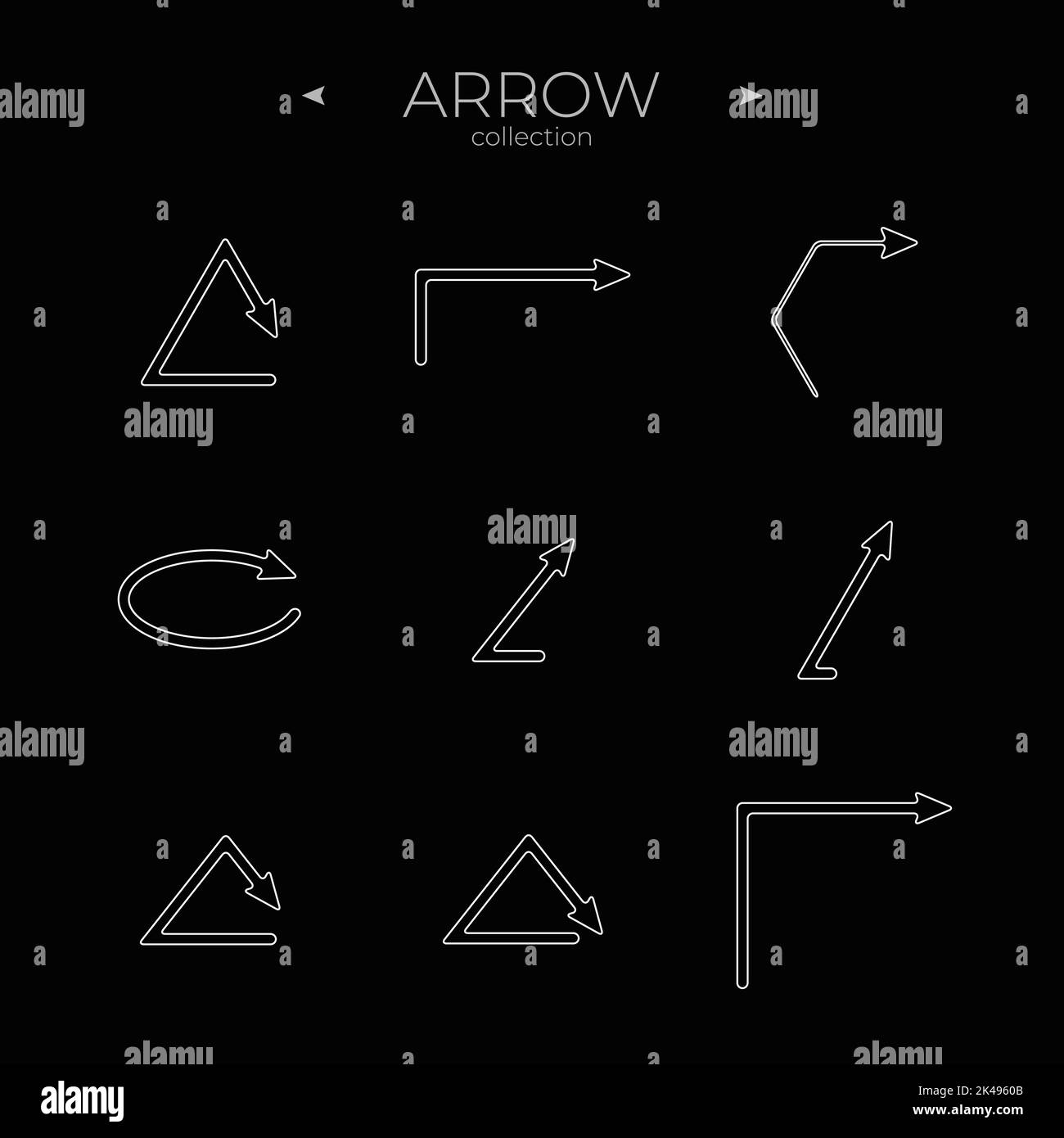 Line Arrow icon set. Linear Arrow icons set. Thin line style. To use in web and mobile UI ...