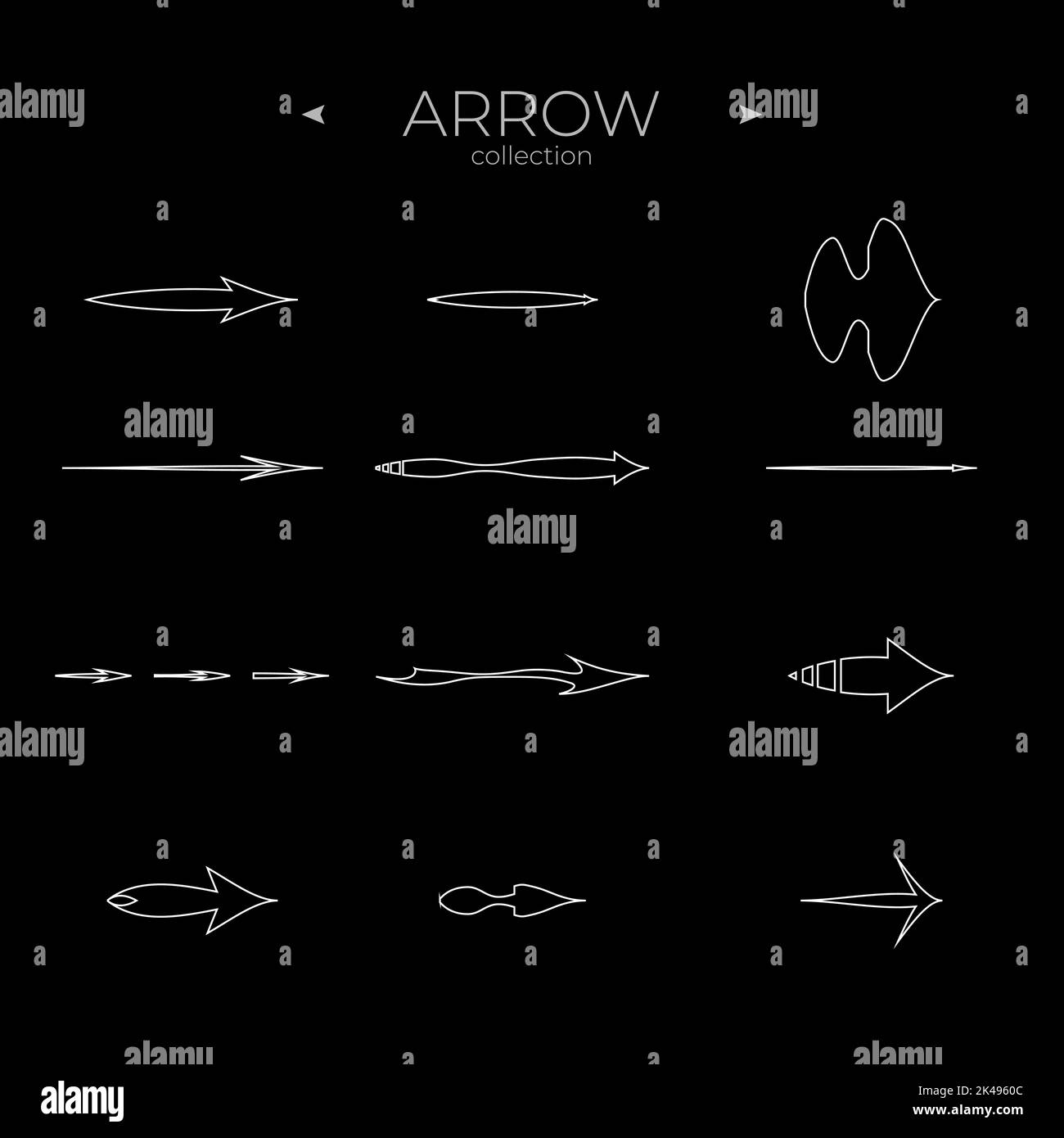Line Arrow icon set. Outline symbol collection. Arrow basic UI elements. For Apps. Editable ...