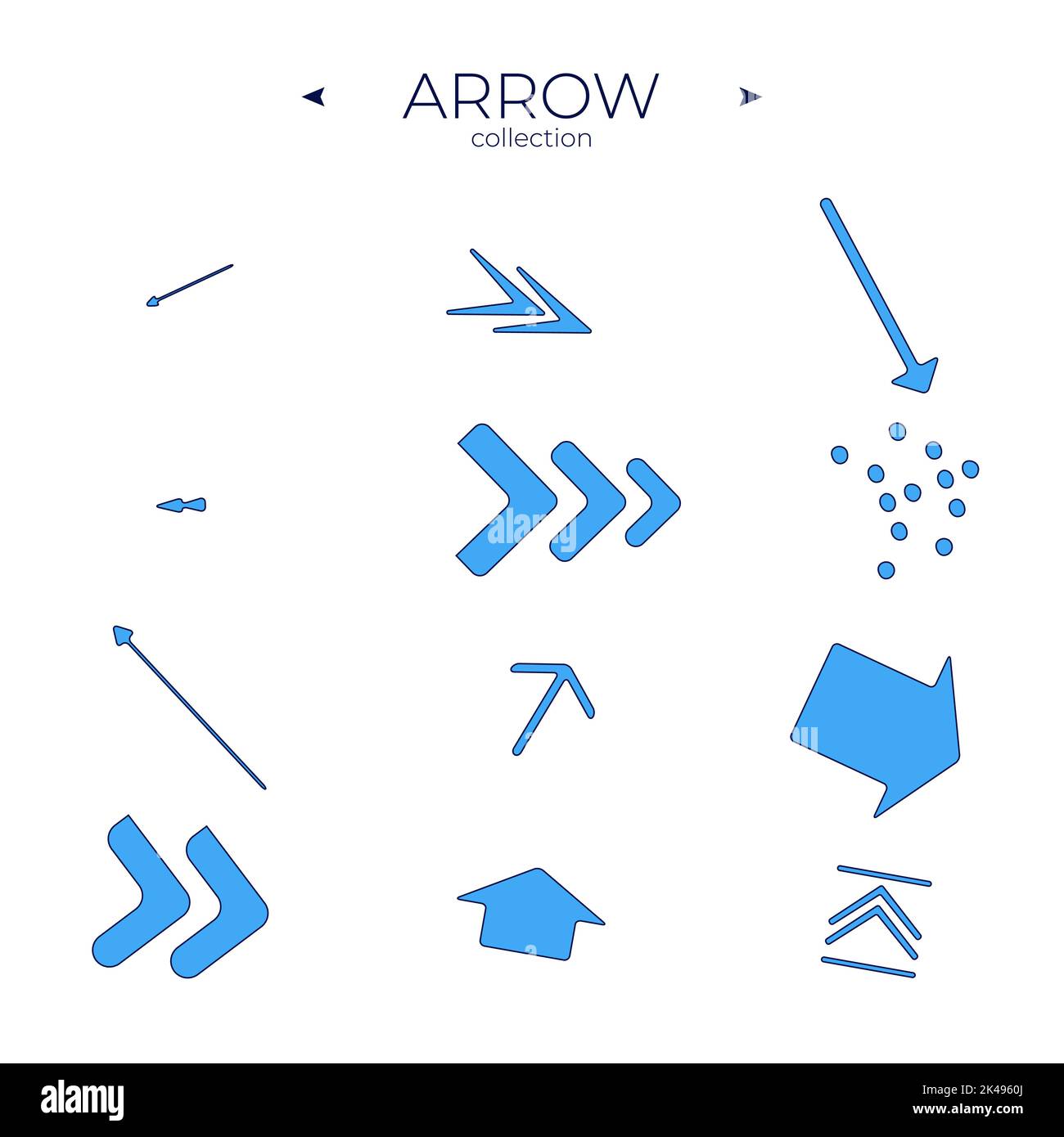 Set of colour arrows. Colorful comic arrow. With elegant style. Curly ...