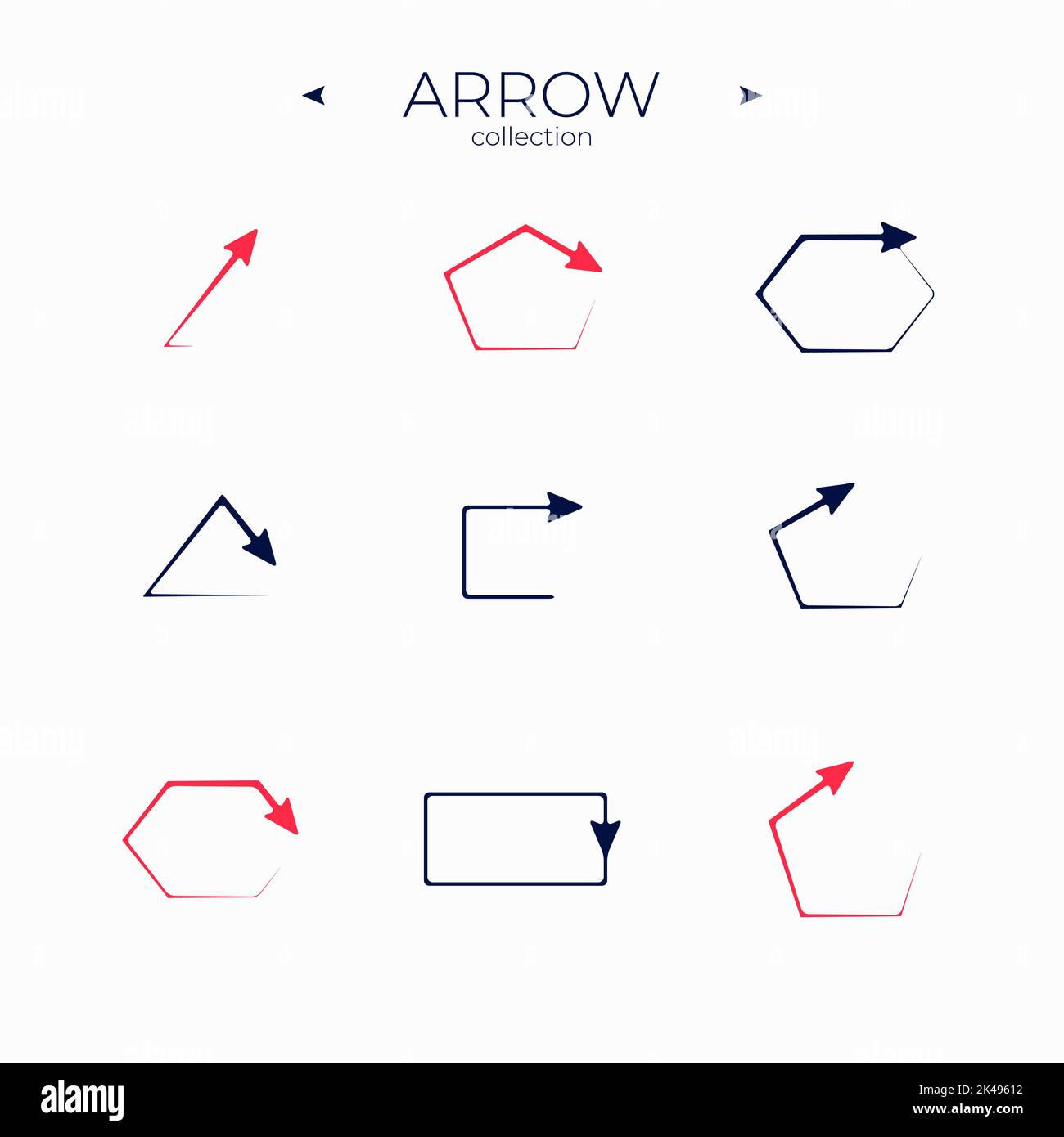 Simple set of arrow icons. Smooth arrow symbol collection. Trendy line style. Web symbols for ...