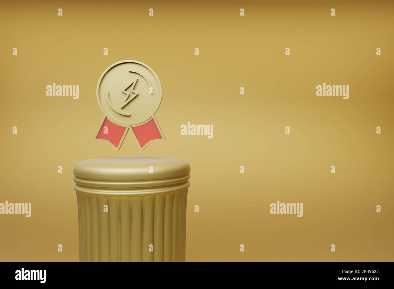 Beautiful abstract illustrations Golden badge lightning symbol icons on ...