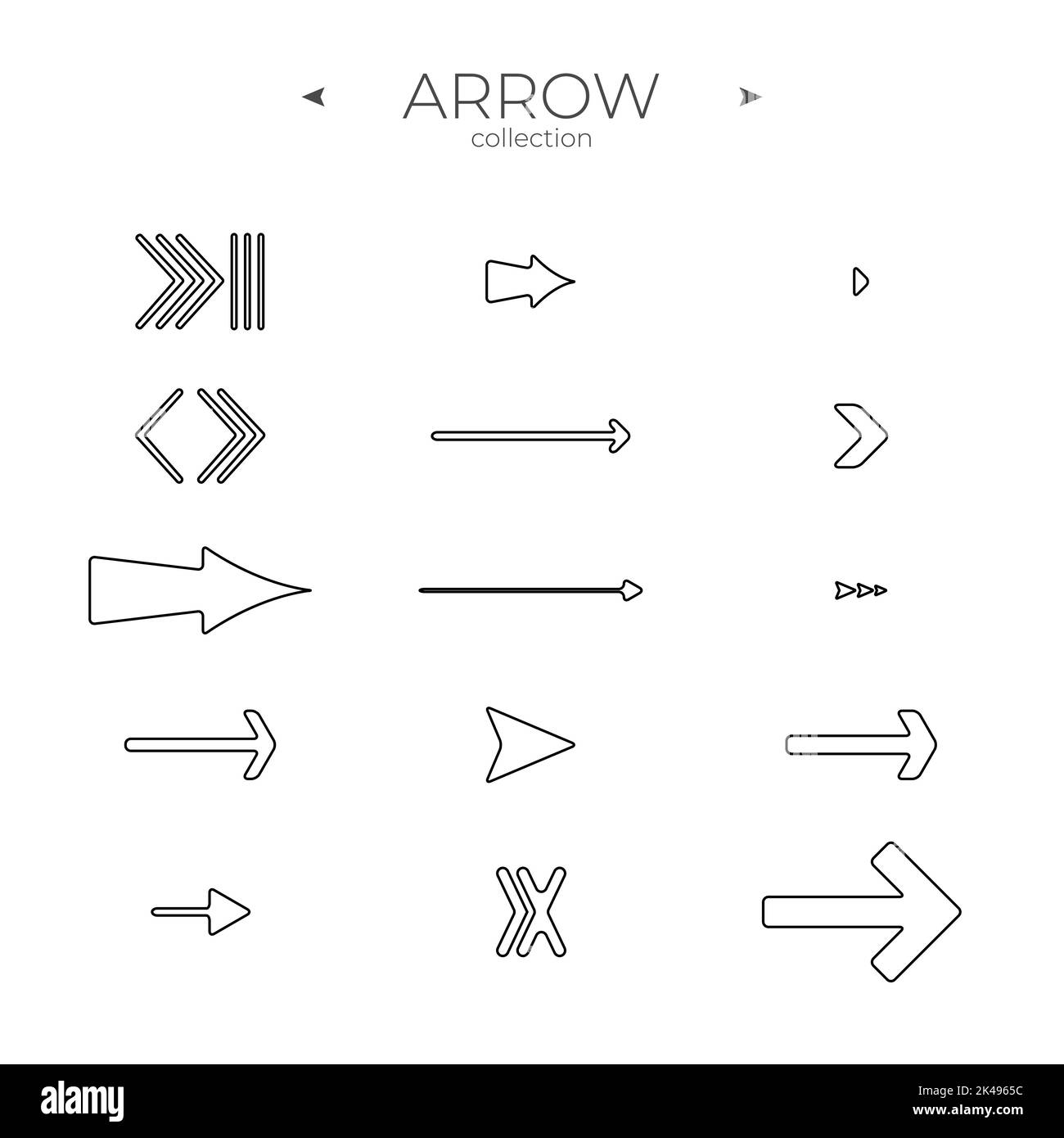 Simple set of arrow icons. Linear Arrow icons set. Trendy line style. For Apps. Vector ...