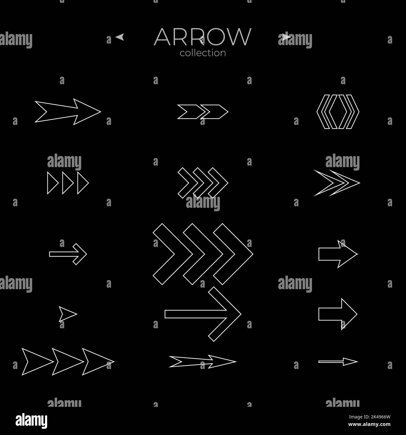 Line Arrow Icon Set Outline Symbol Collection Trendy Line Style For Apps Vector Illustration