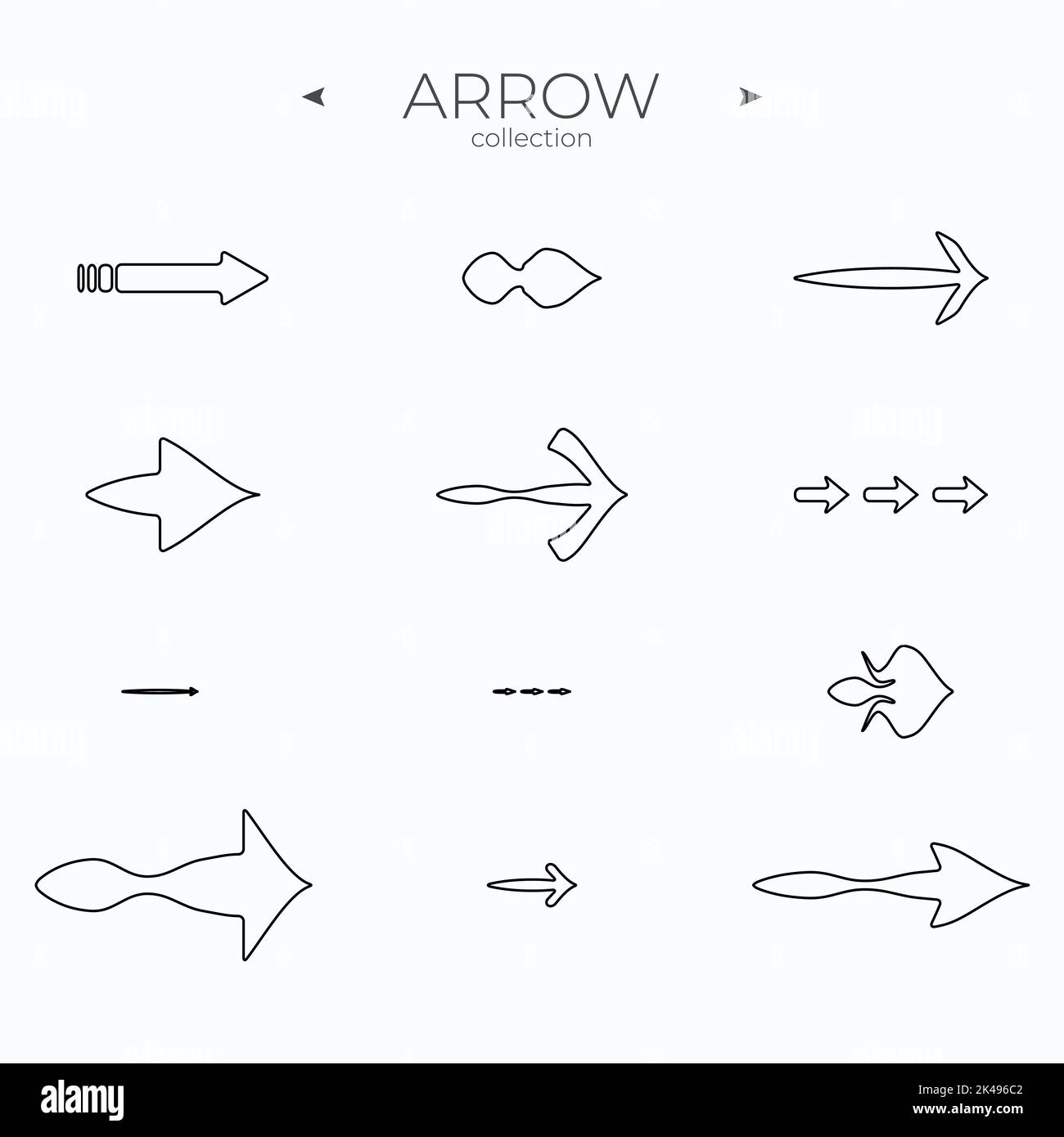 Thin Line Icons. Outline symbol collection. Arrow basic UI elements. Simple Minimal Pictogram ...