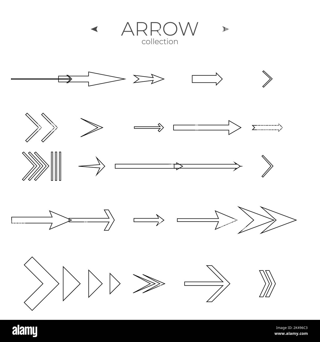 Simple set of arrow icons. Arrow vector icon set. Thin line style. For Apps. Vector illustration ...