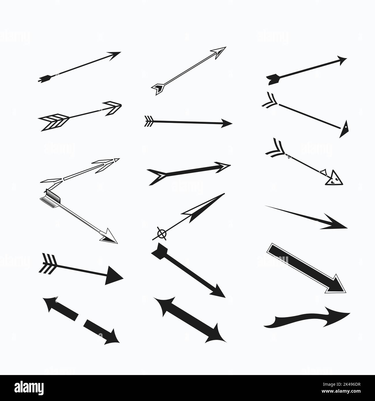 Colorful doodle arrows. Hand drawn simple symbols. Grunge texture ...