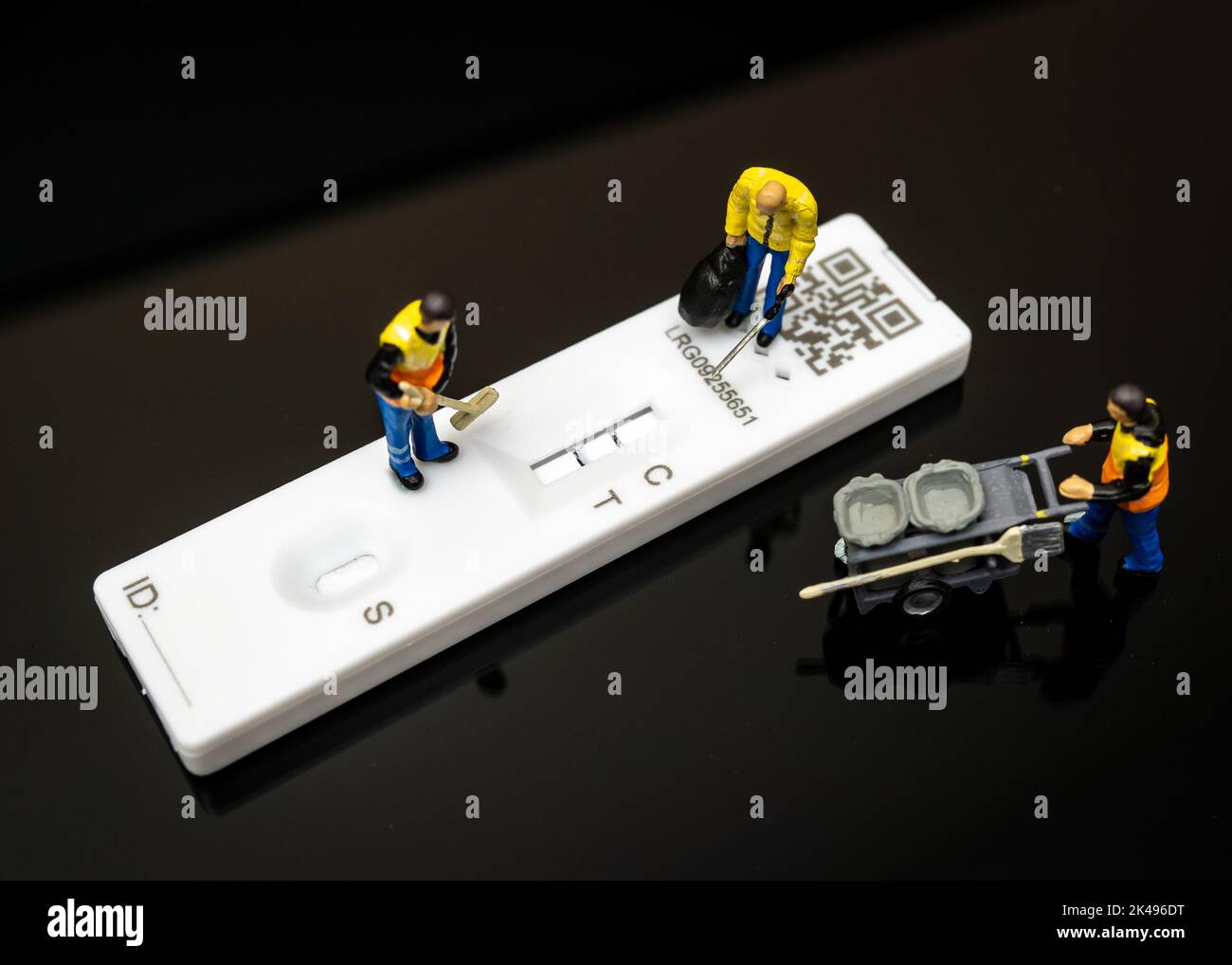 Cleaning up after Covid pandemic. Test kit single use plastic with ...