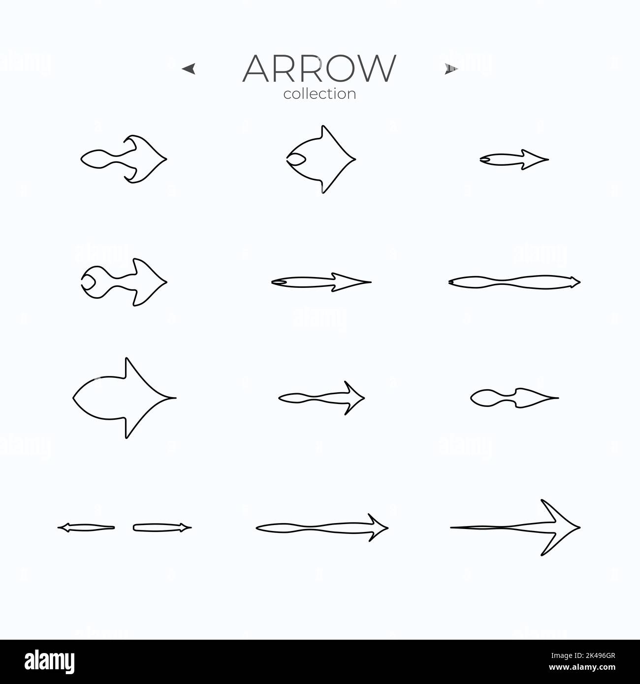 Simple set of arrow icons. Arrow vector icon set. Thin line style. To use in web and mobile UI ...