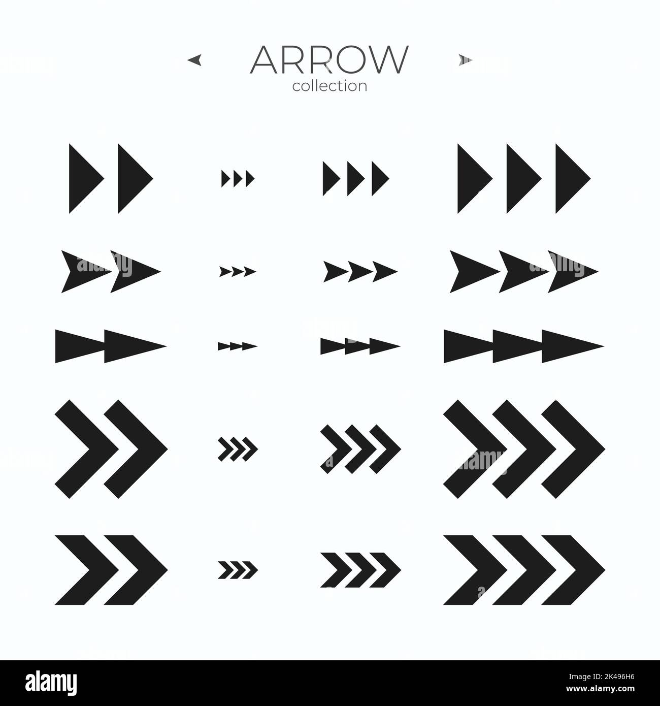 Simple set of arrow icons. Arrow symbol collection. Arrow basic UI elements. Simple Minimal ...