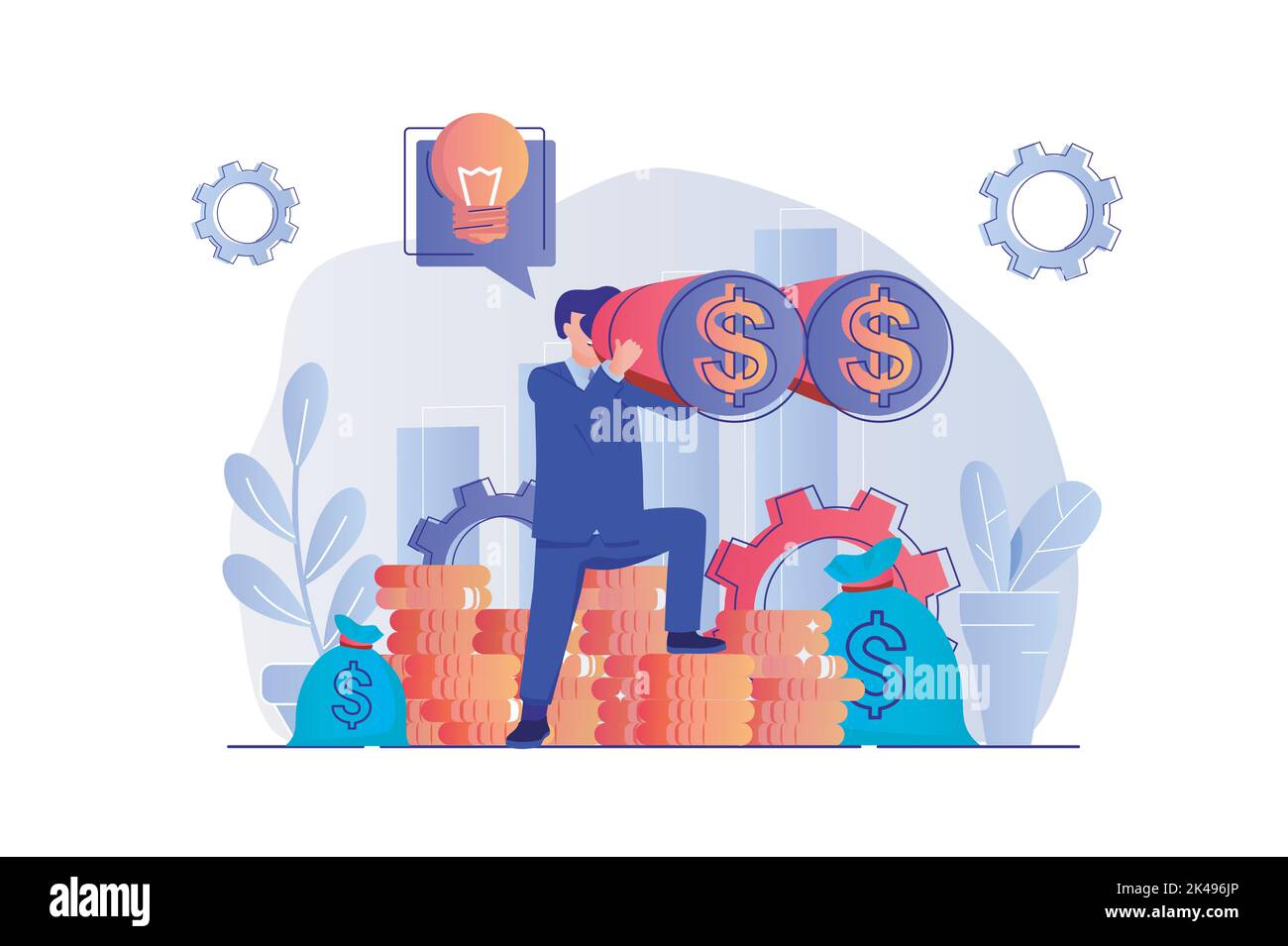 Business vision concept with people scene. Businessman looking ...