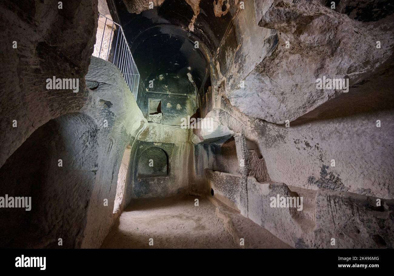 cave dwellings in Keslik Monastery, Cappadocia, Anatolia, Turkey Stock ...