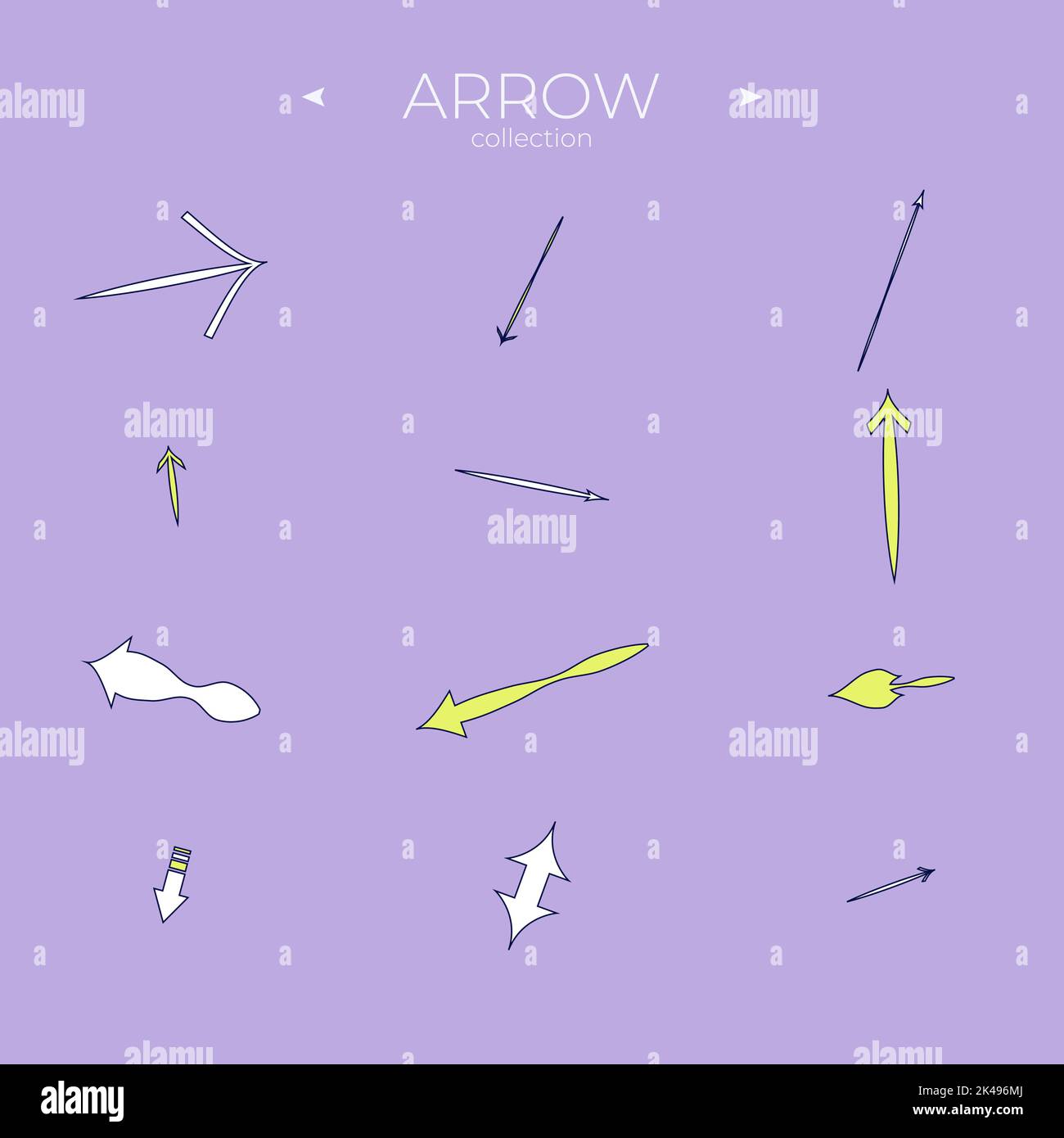 Set of colour arrows. Collection in color. With elegant style. Curly ...