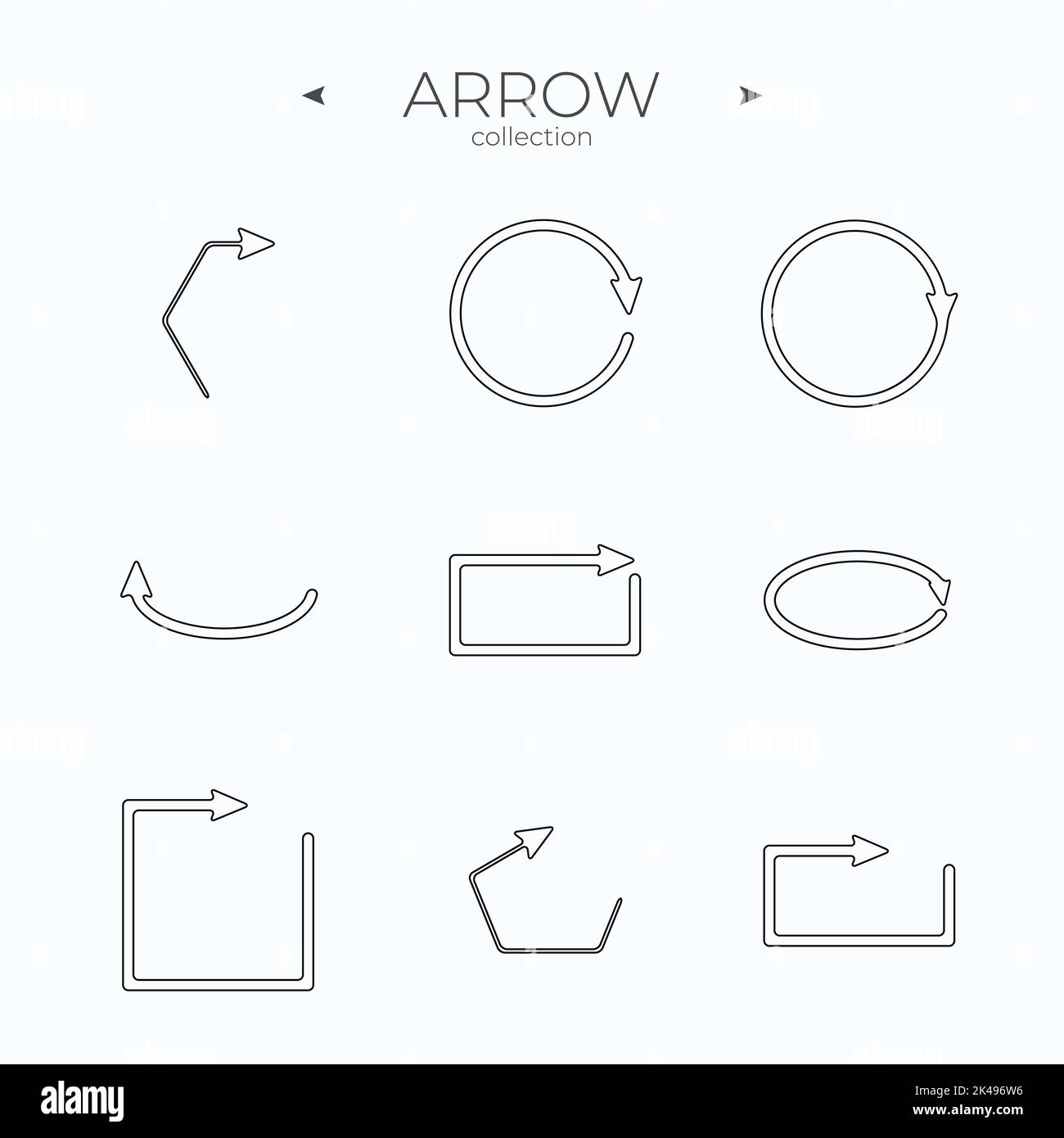 Simple set of arrow icons. Outline symbol collection. Trendy line style. For Web Graphics ...