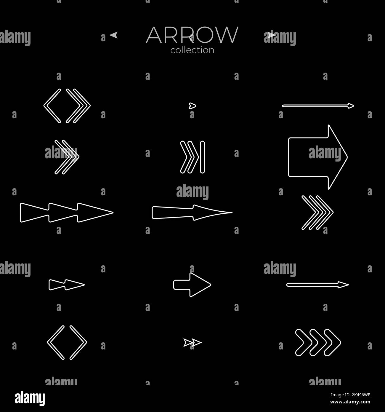 Simple set of arrow icons. Universal Arrow icon. Trendy line style. To use in web and mobile UI ...